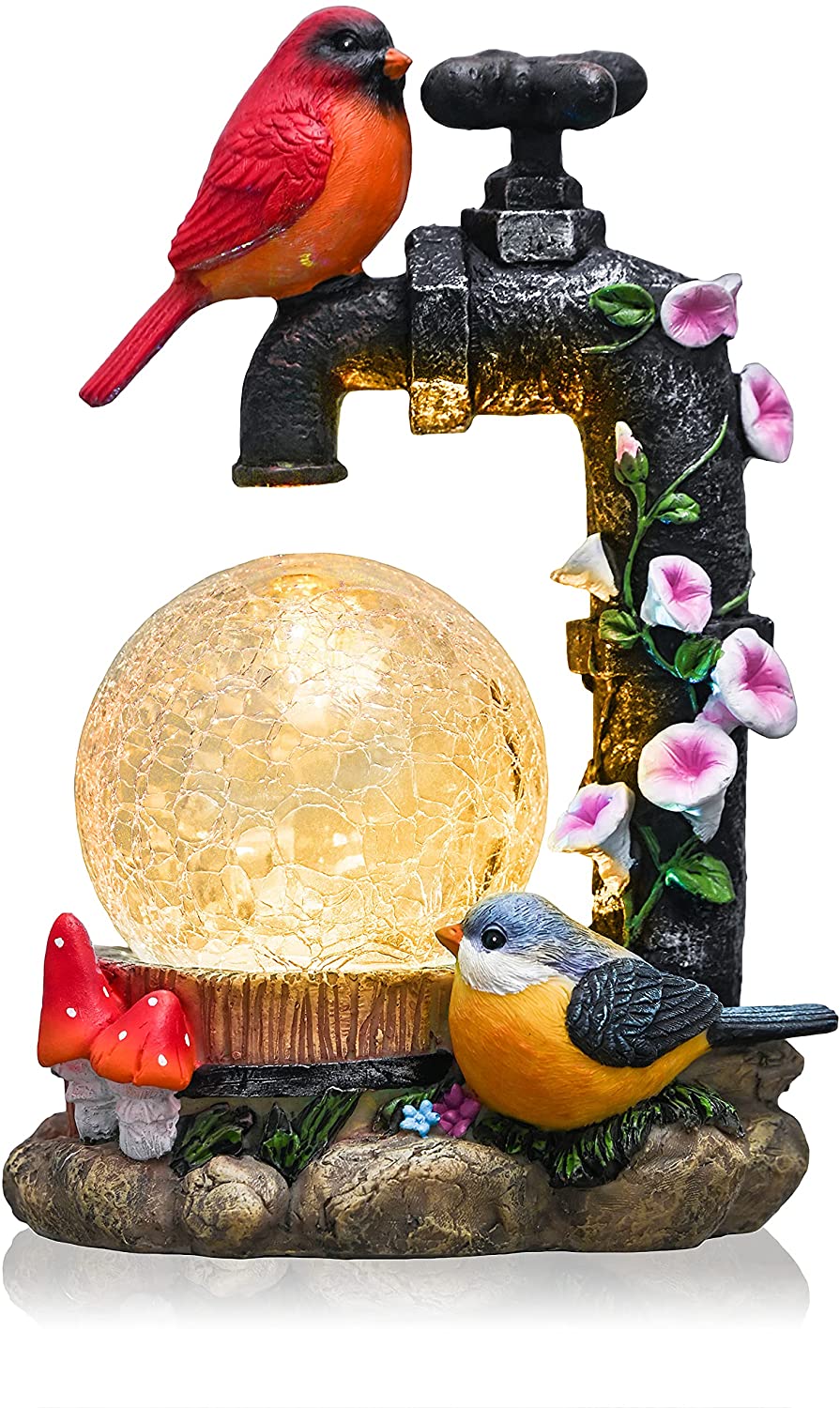 Garden Decor for Outside Red Cardinal Bird Statues with Outdoor Solar ...