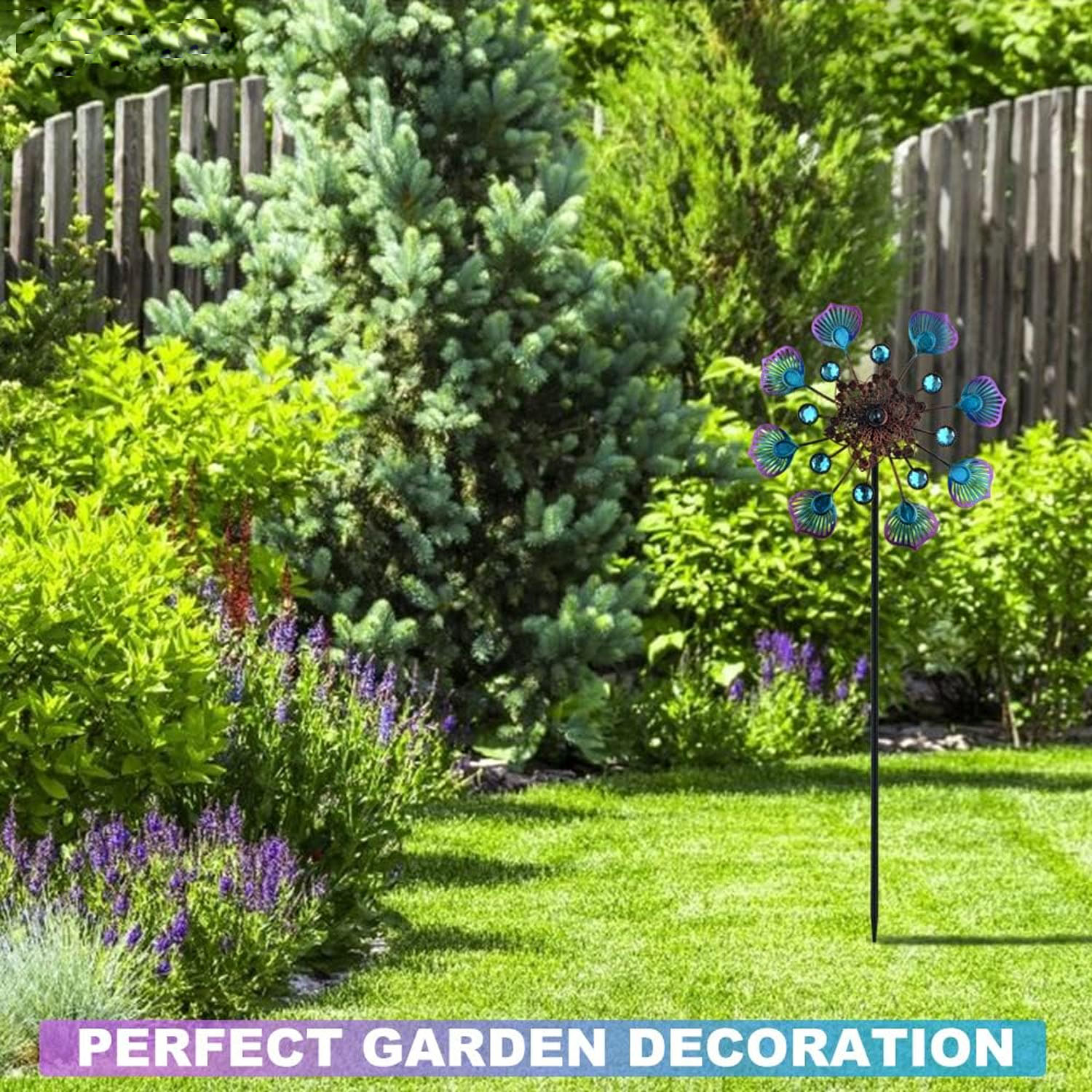 Garden Decor, Wind Spinners Outdoor, 35.4inch Metal Stake Yard Spinners ...