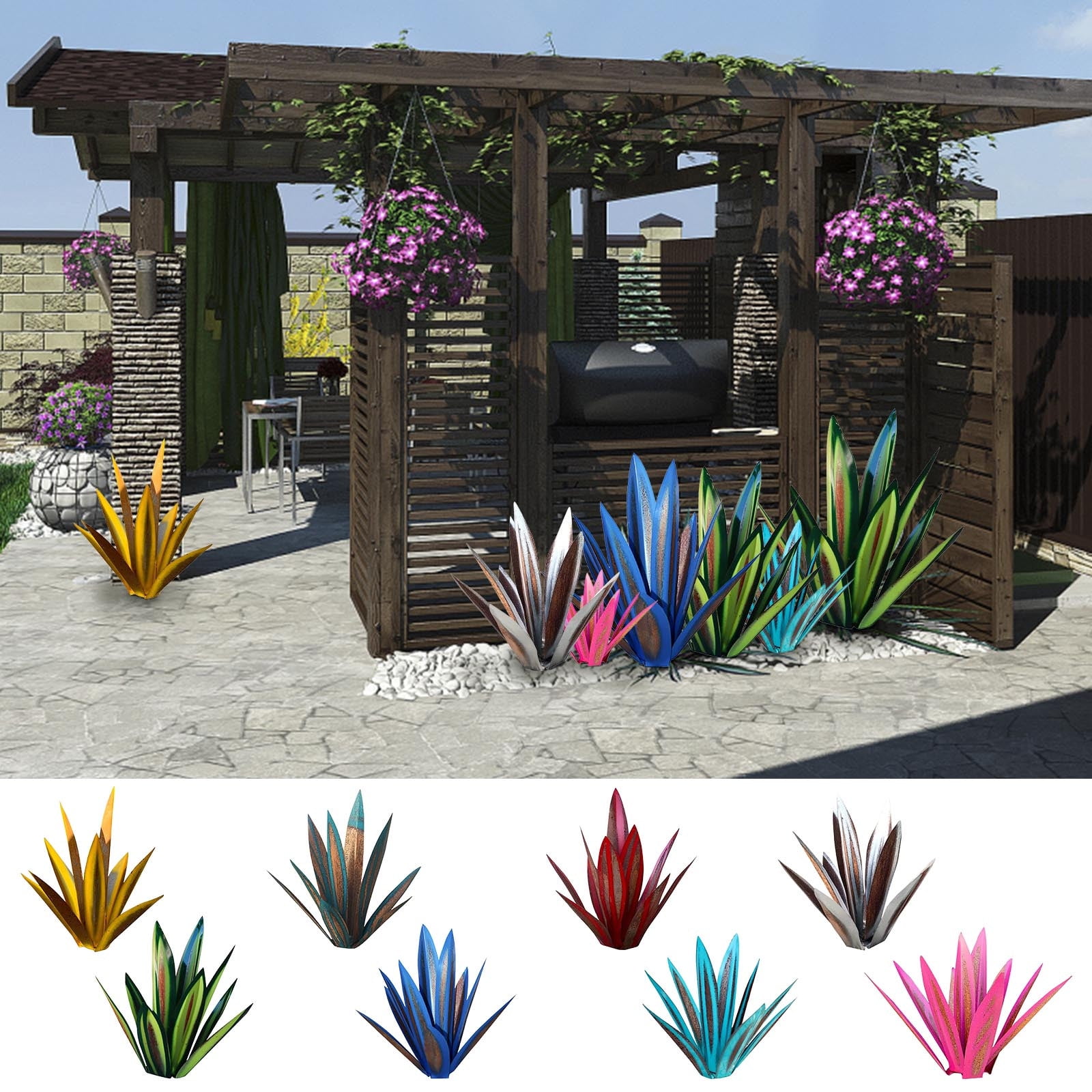 Garden Decor under $5! Yannianjz Iron Agave Plant Garden Sculpture ...