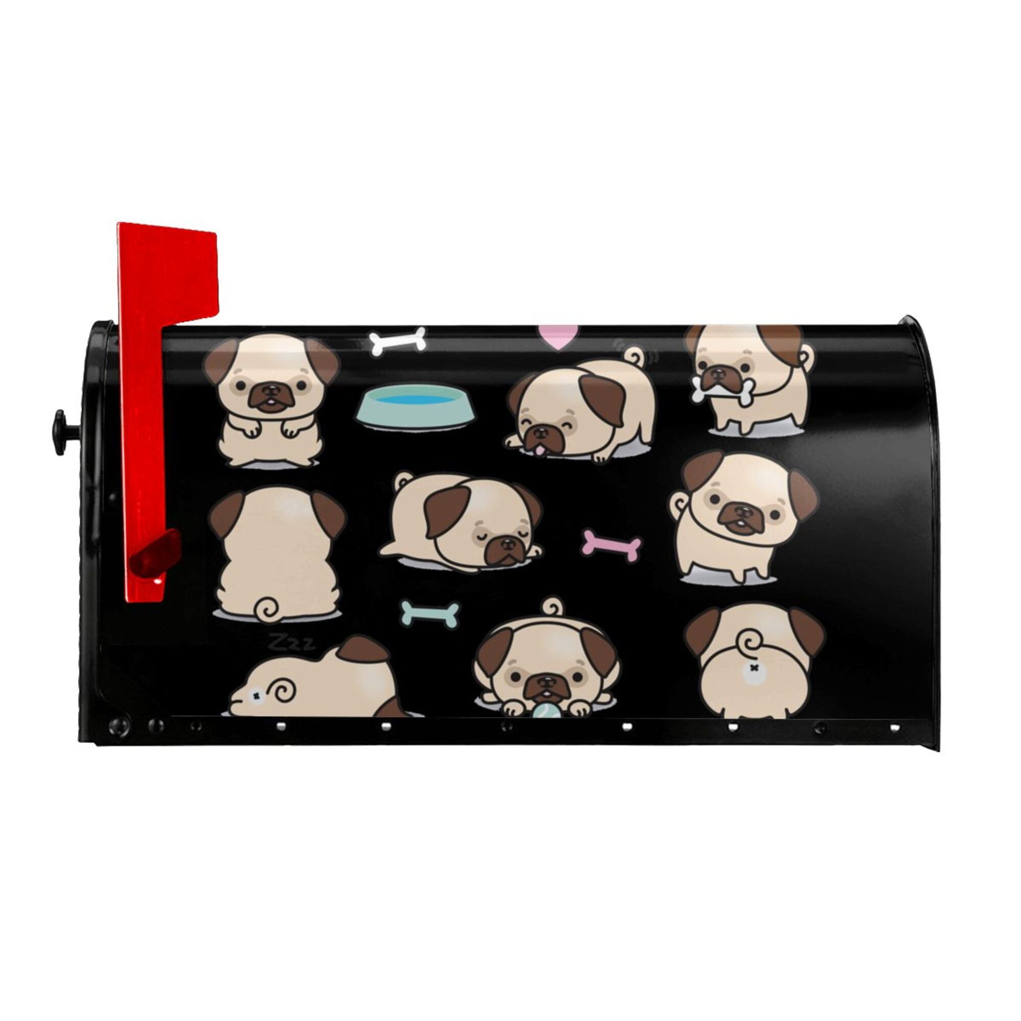 Garden Decoration Cute Pug Mailbox Covers Magnetic Retro Mailbox Wraps ...