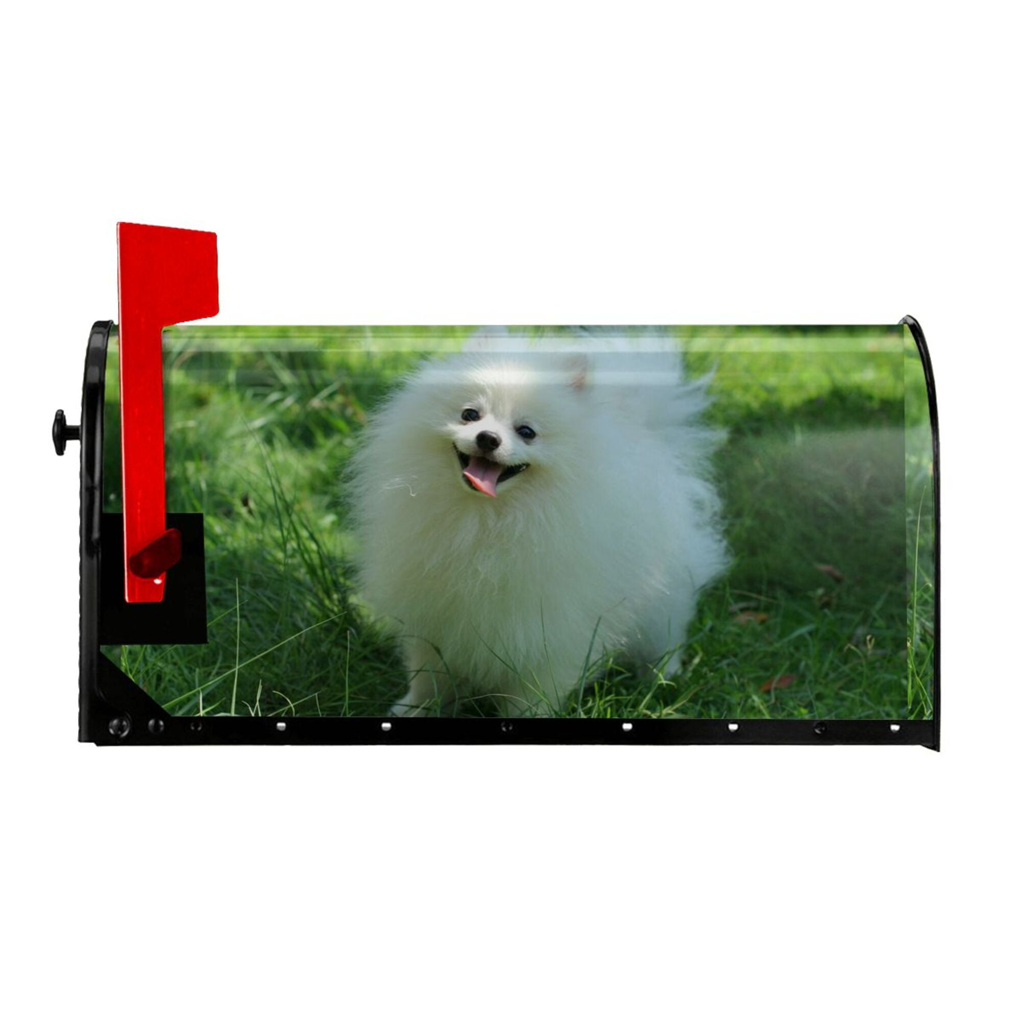 Garden Decoration Cute White Pomeranian Dog Mailbox Covers Magnetic ...