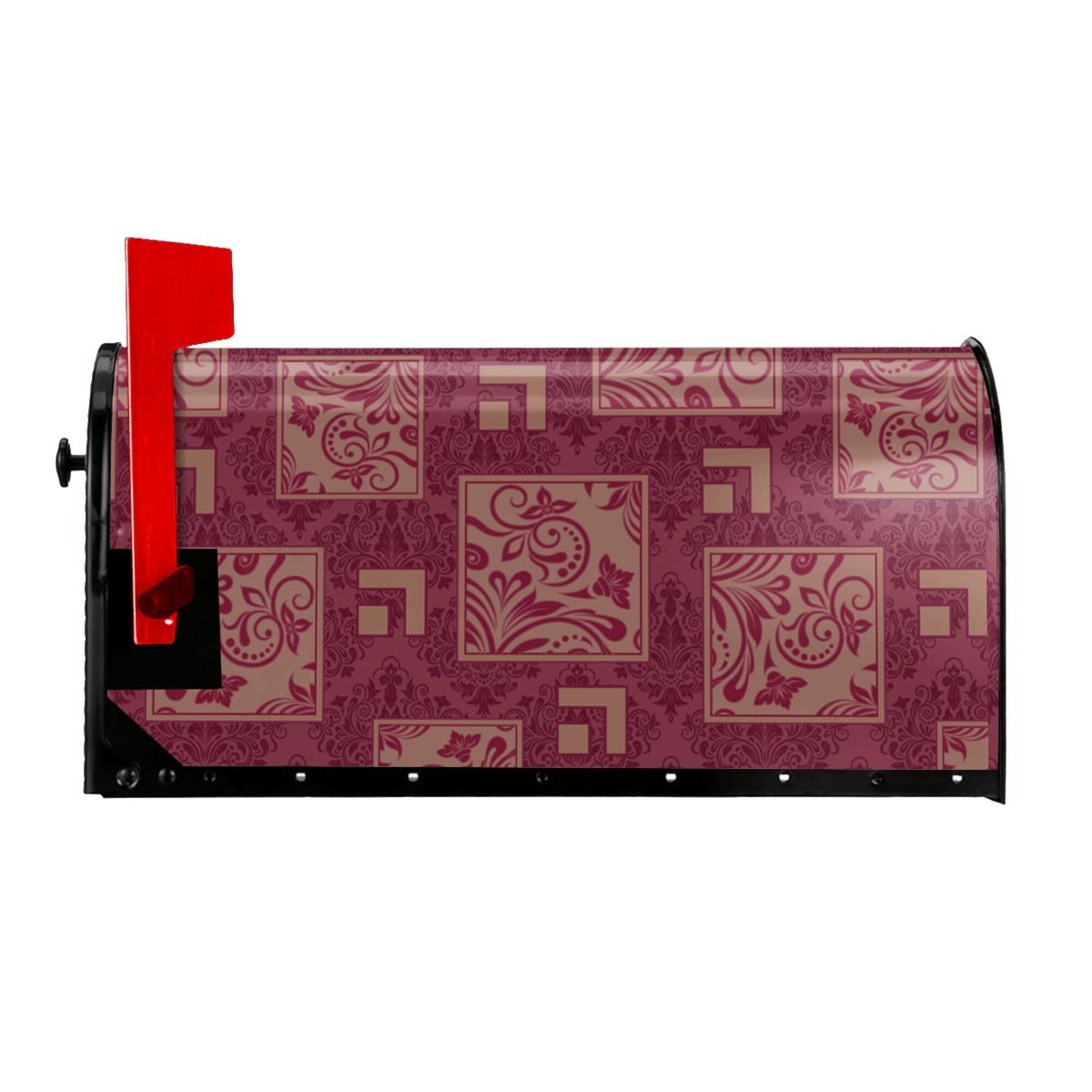 Garden Decoration Dark Red Square Pattern Background Mailbox Covers ...