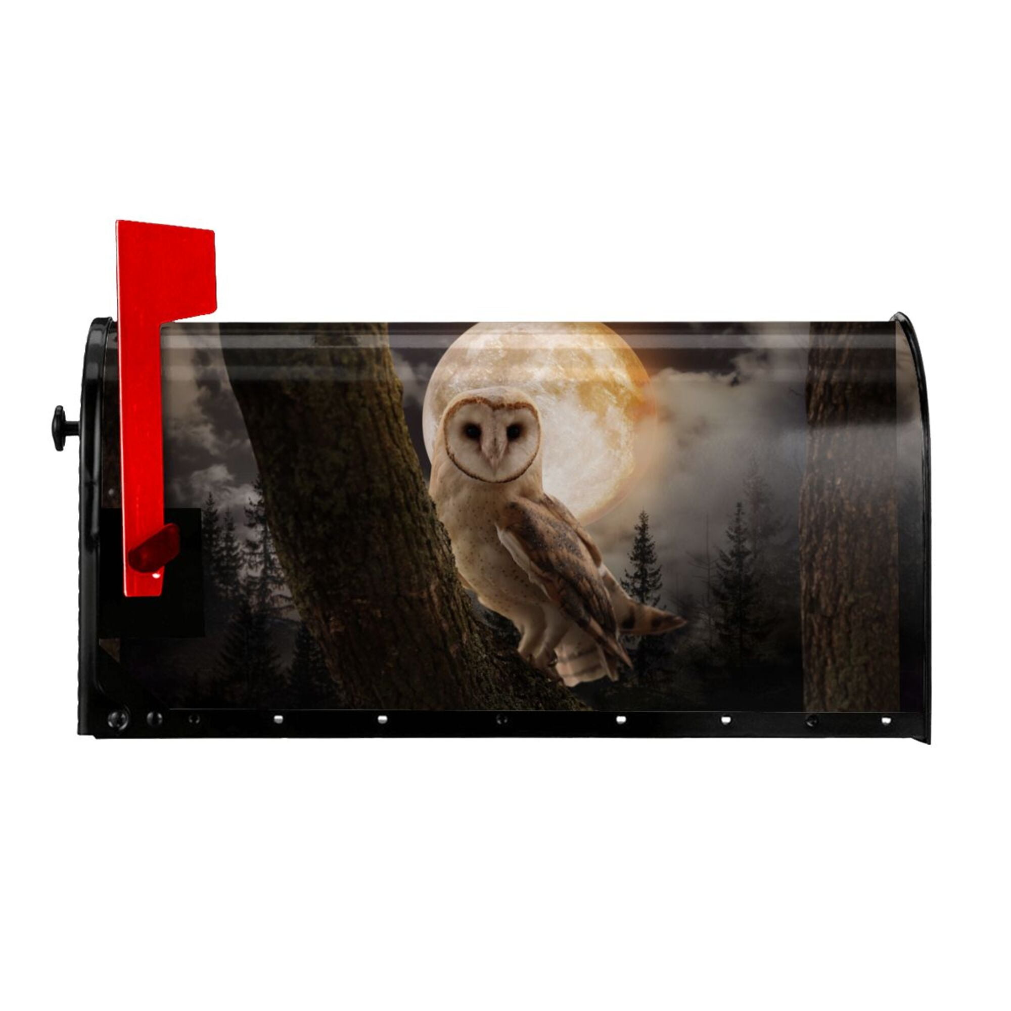 Garden Decoration Fantasy Misty Forest Tree Owl Bird Full Moon Night ...