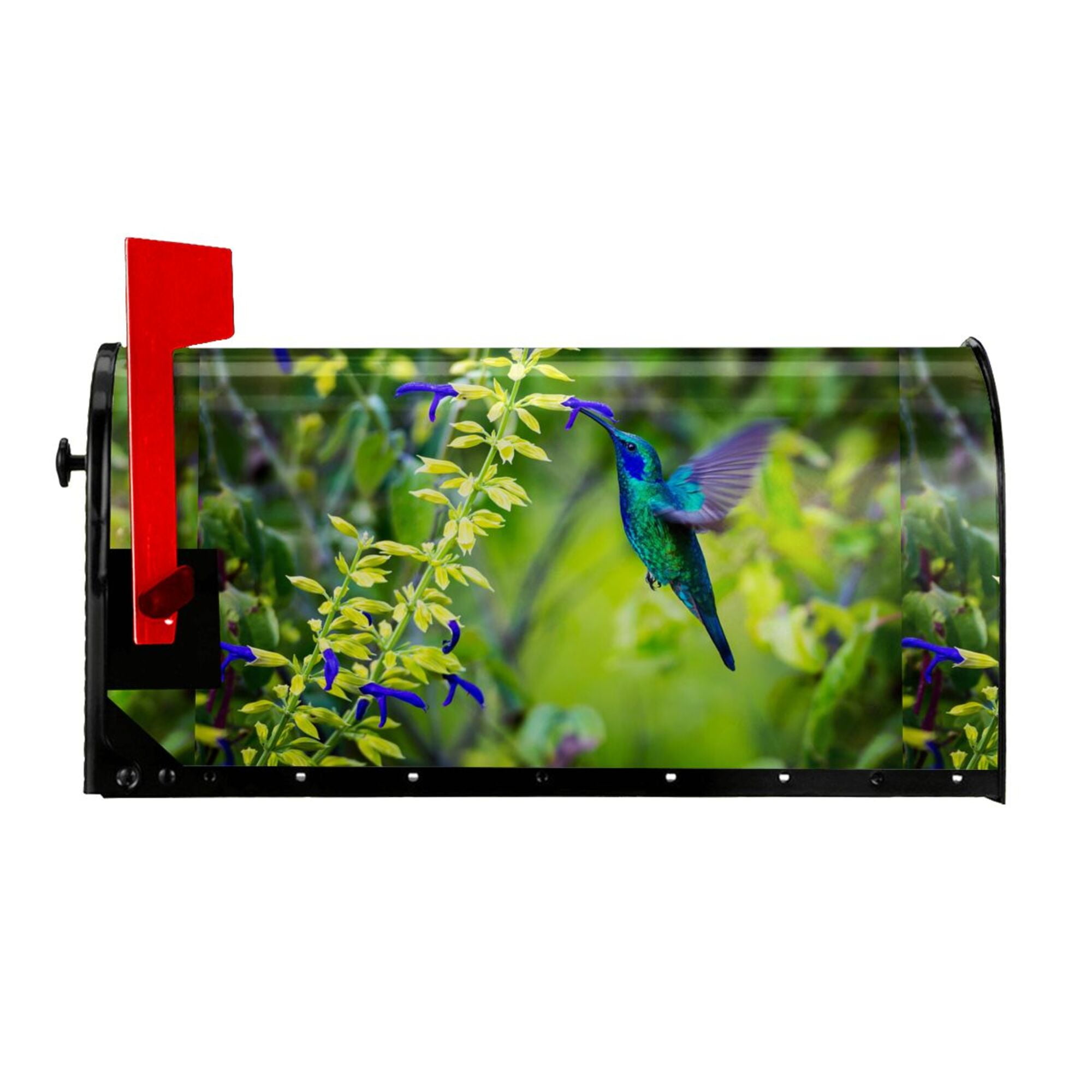 Garden Decoration Green Blue Hummingbird Bird Floral Flowers Mailbox ...