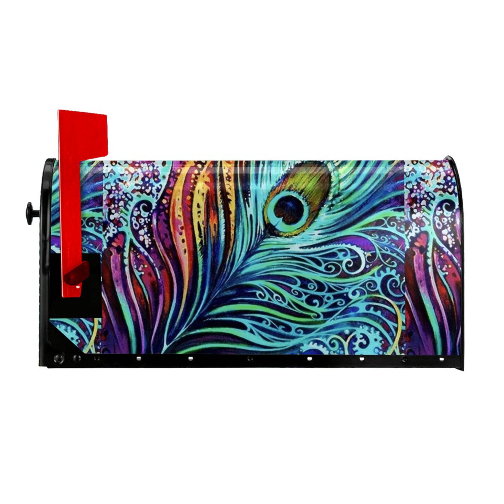 Garden Decoration Multicolor Peacock Feather Art Mailbox Covers ...