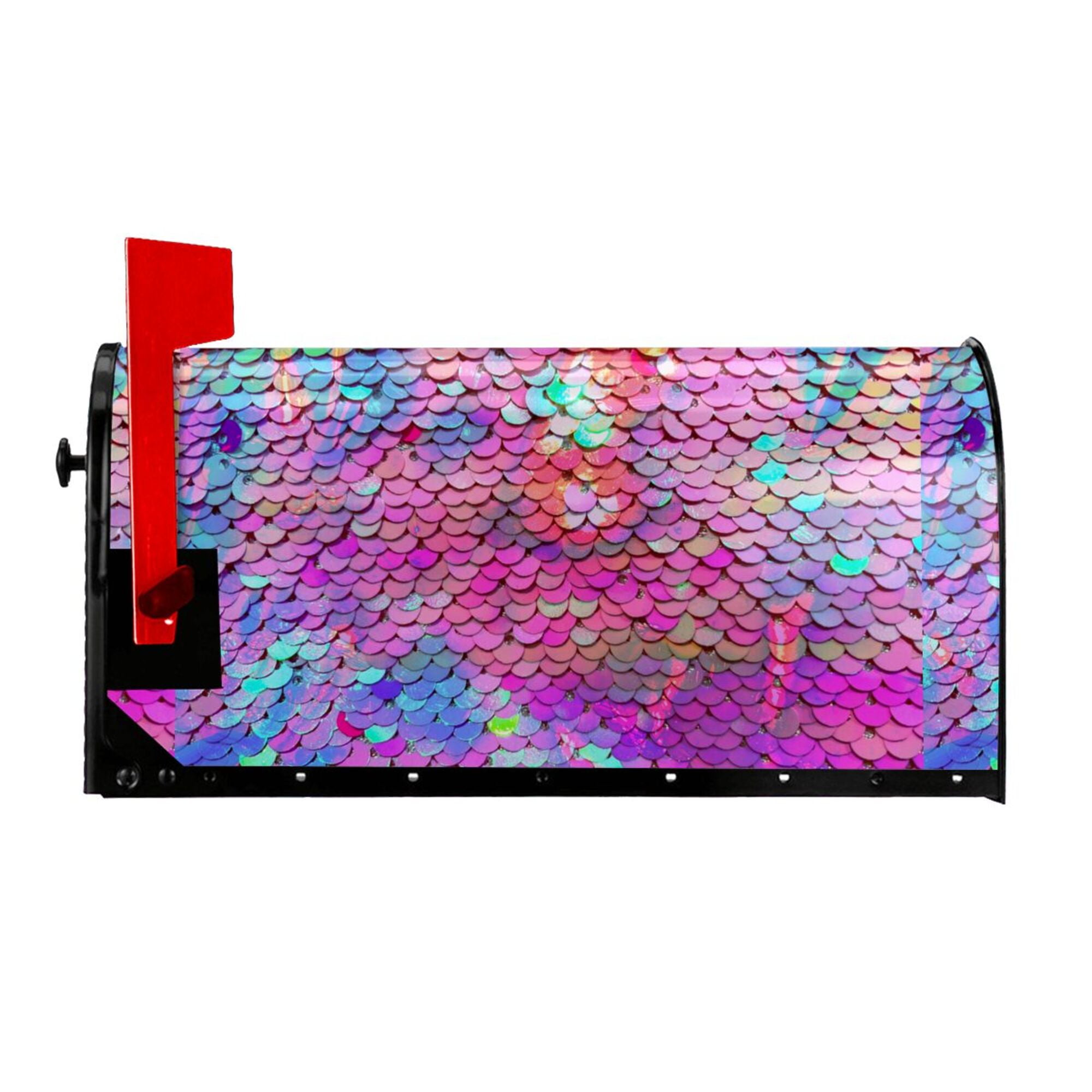 Garden Decoration Rainbow Mermaid Scale Mailbox Covers Magnetic Retro Mailbox Wraps Post Letter ...