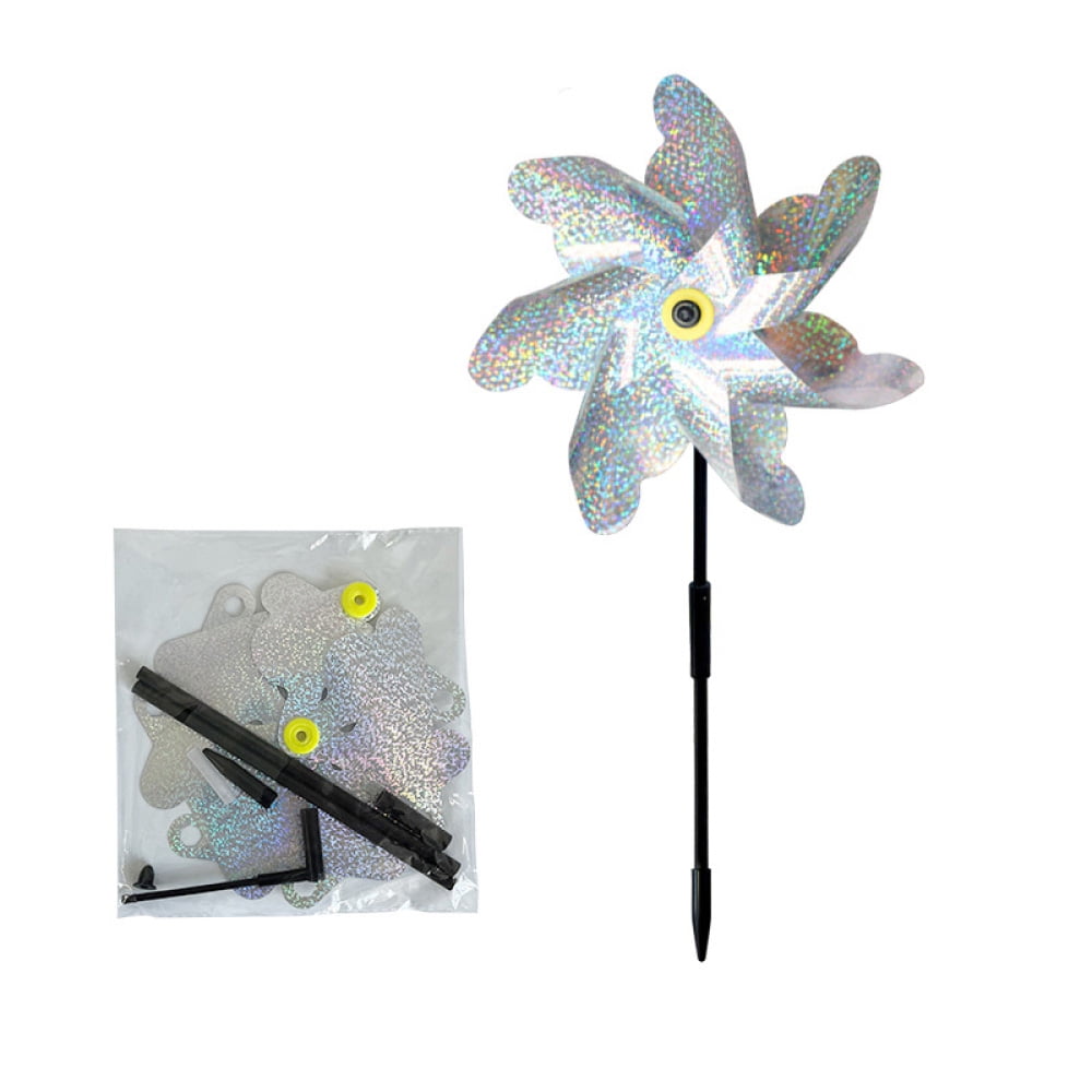 Garden Decoration, Sparkly Silver Reflective Pinwheels Wind Spinner for ...