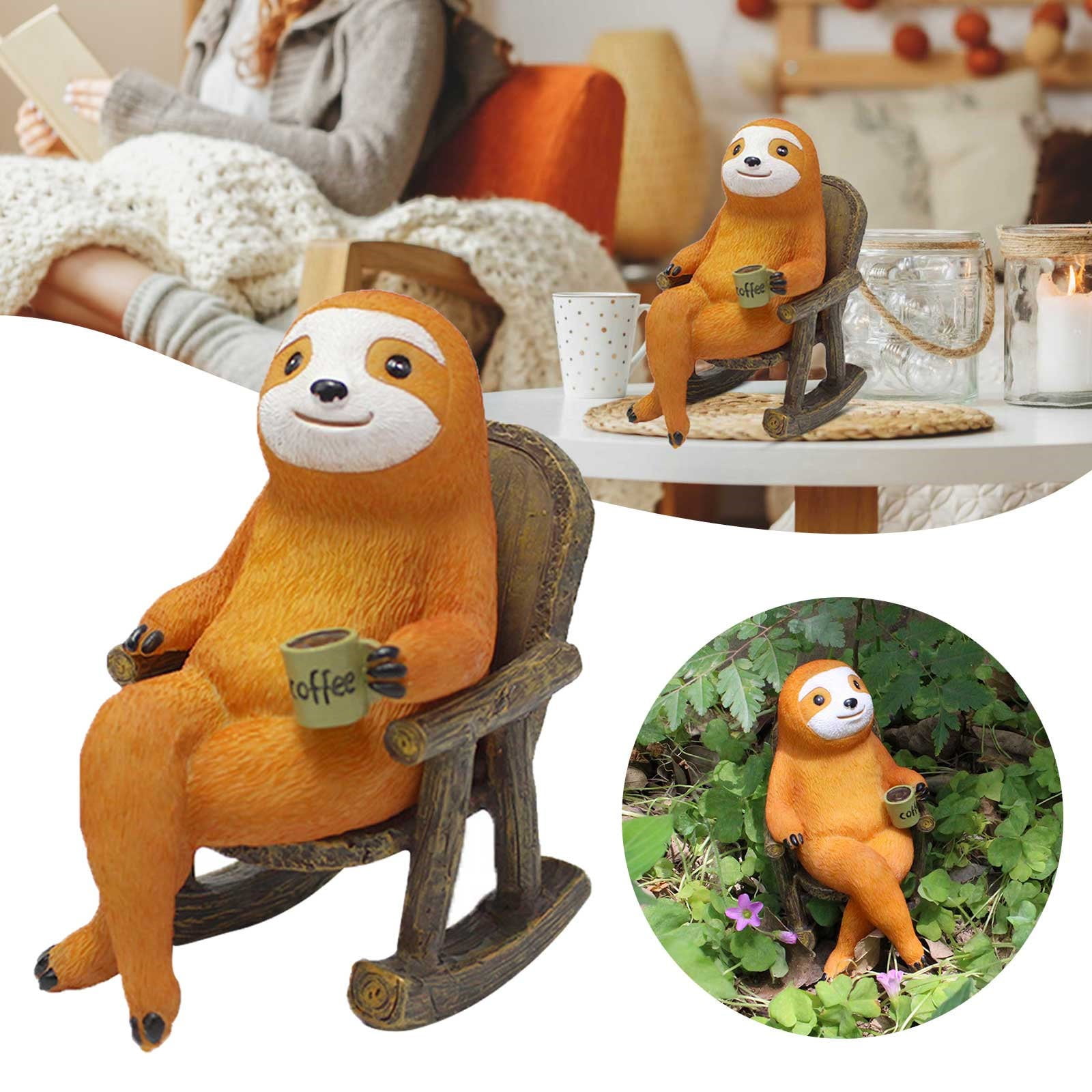 Garden Decorations Outdoor Statues Sloth Statue Small Resin Figurine ...