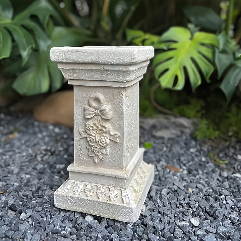 Garden Decorative Column, 12"Retro Elegant White Ancient Greek Style ...