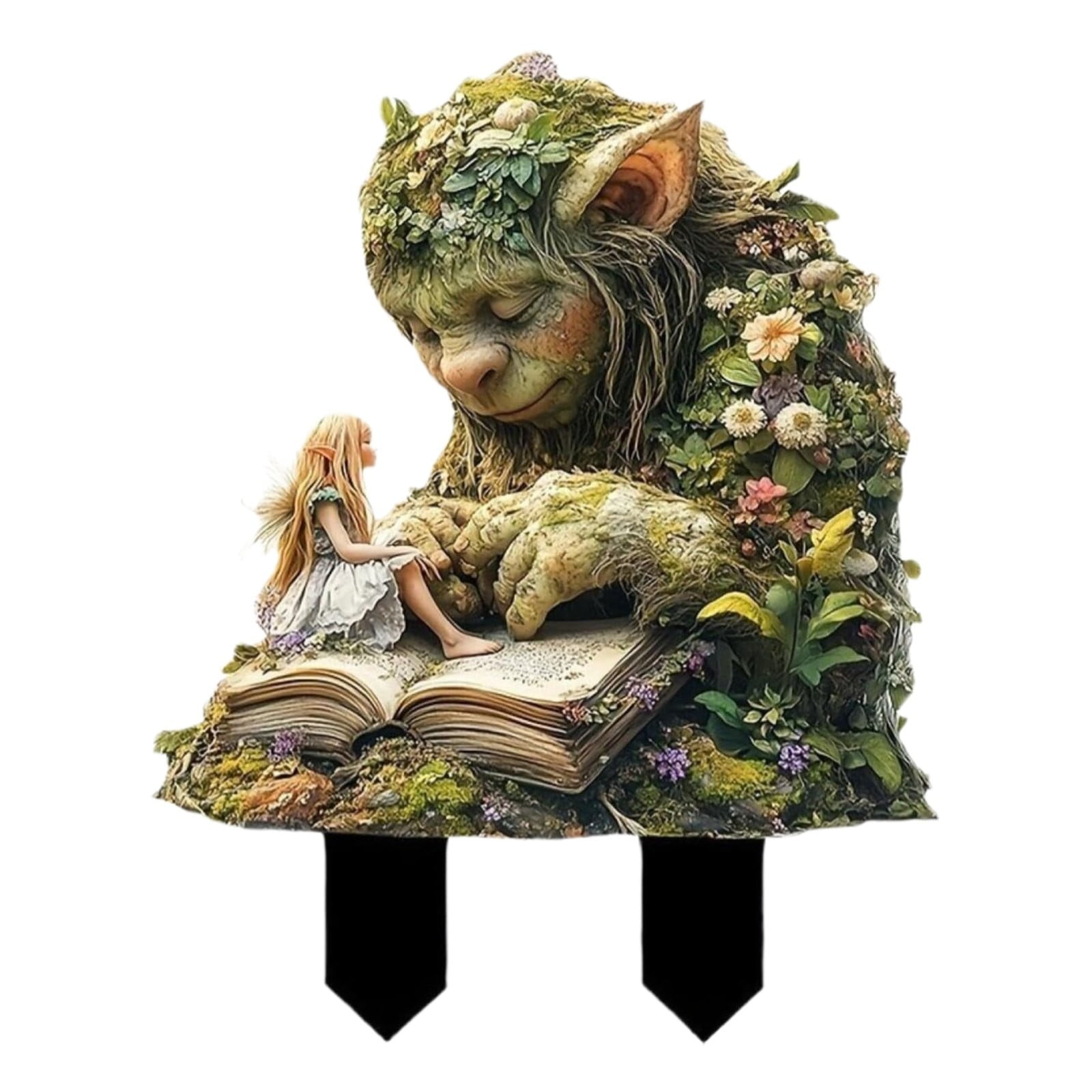 Garden Decorative Stake Troll with Book - Outdoor Sculpture for Gardens ...