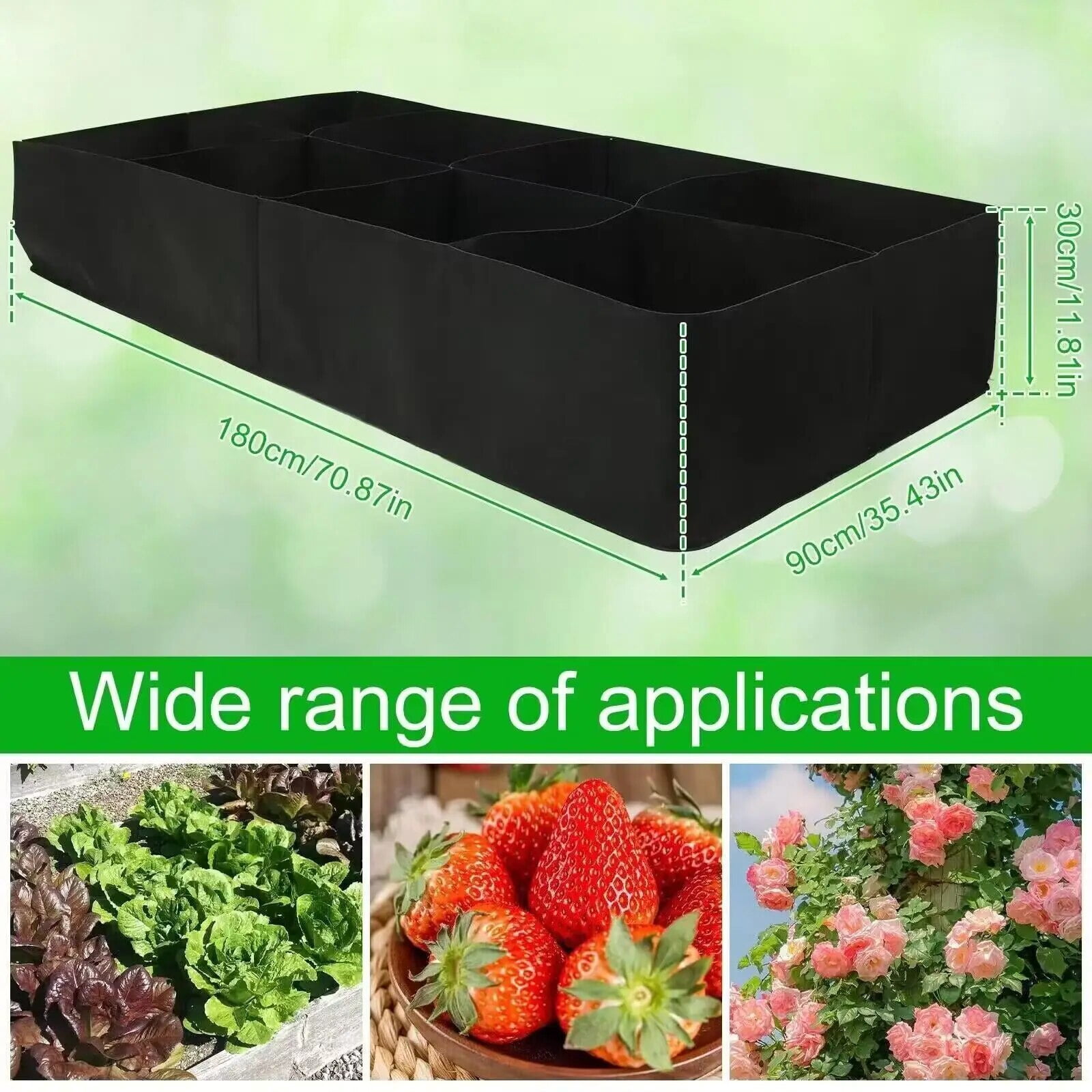 Garden Divided Raised Growing Bed Container Planter Pot Box (black ...