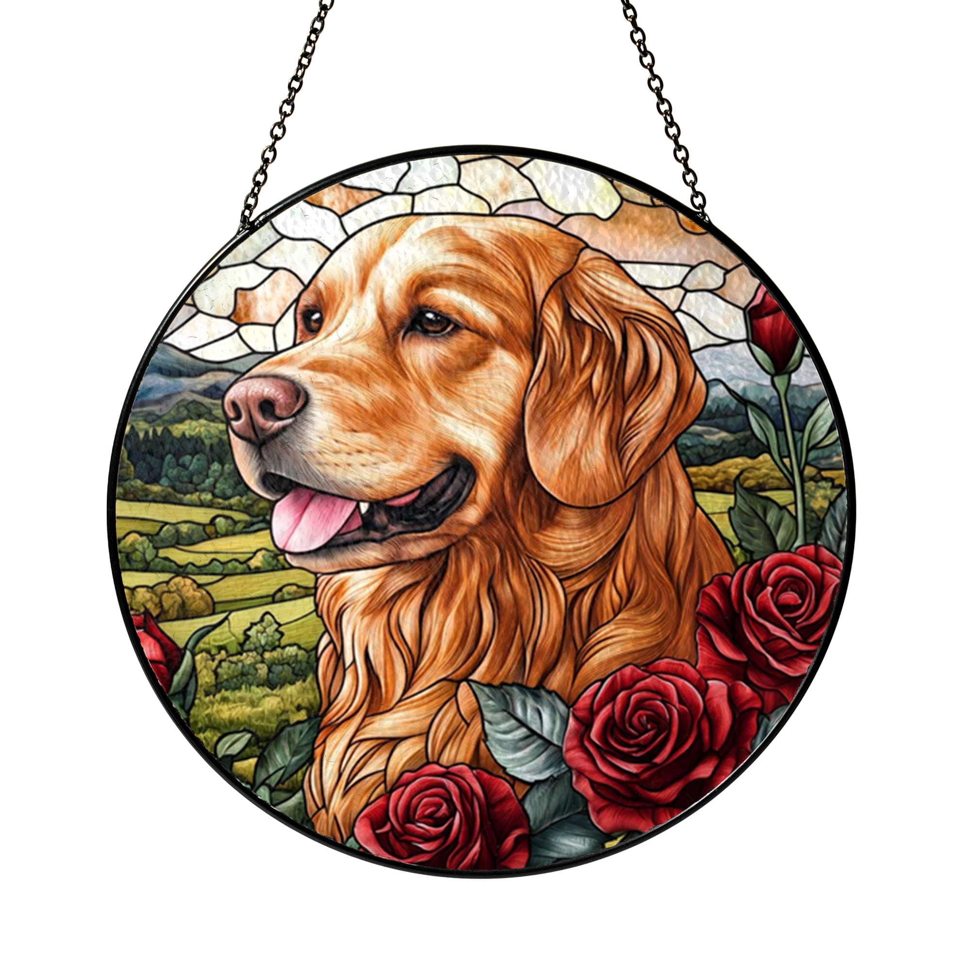 Garden Dog Stained Glass Suncatcher – Home Window Decoration1701 ...