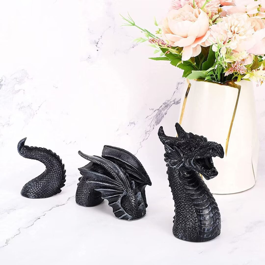 Garden Dragon Statue,Gothic Dragon Sculpture,Three Section Resin Dragon ...