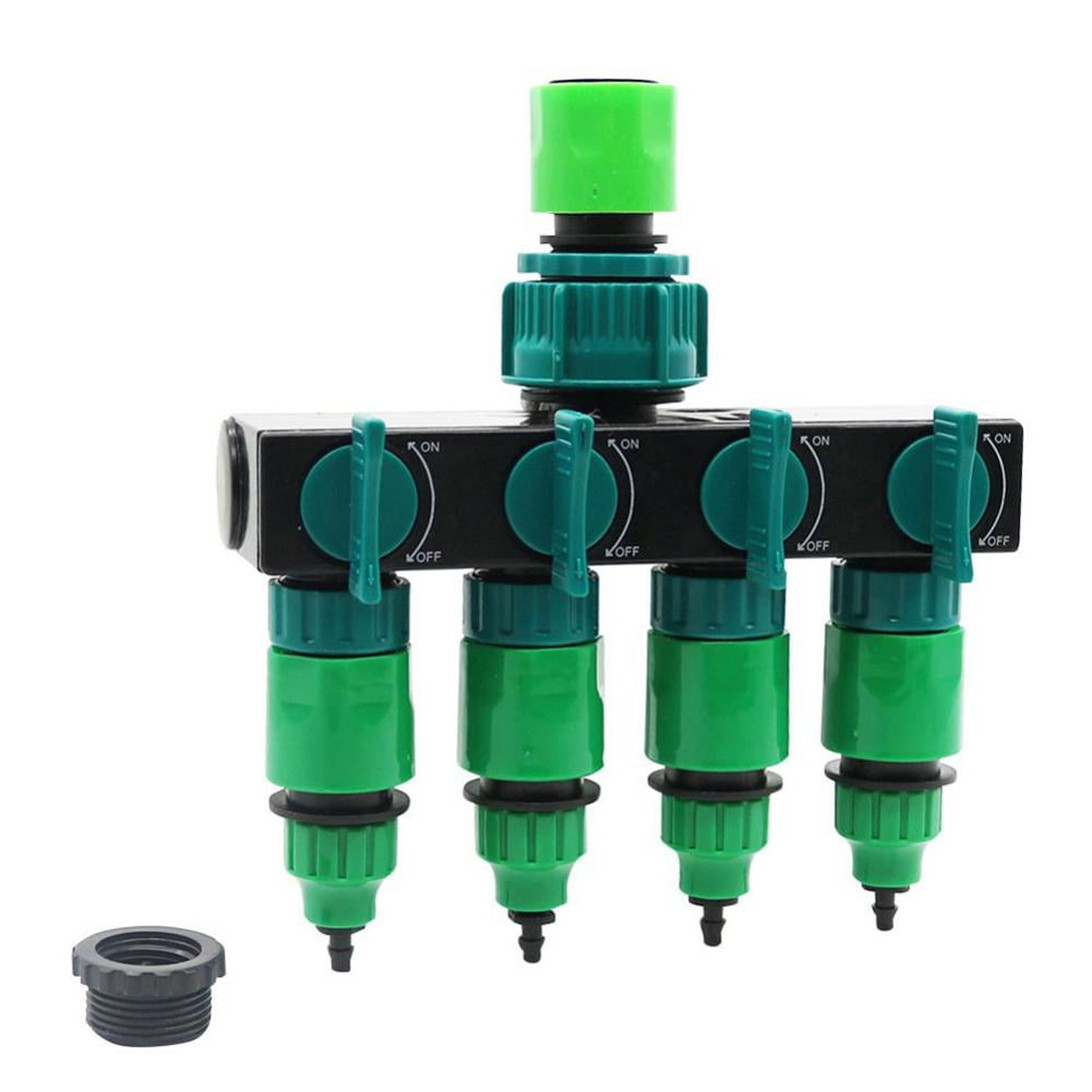 Garden Drip Irrigation 4 Way Tap Hose Pipe Splitter (with Quick ...