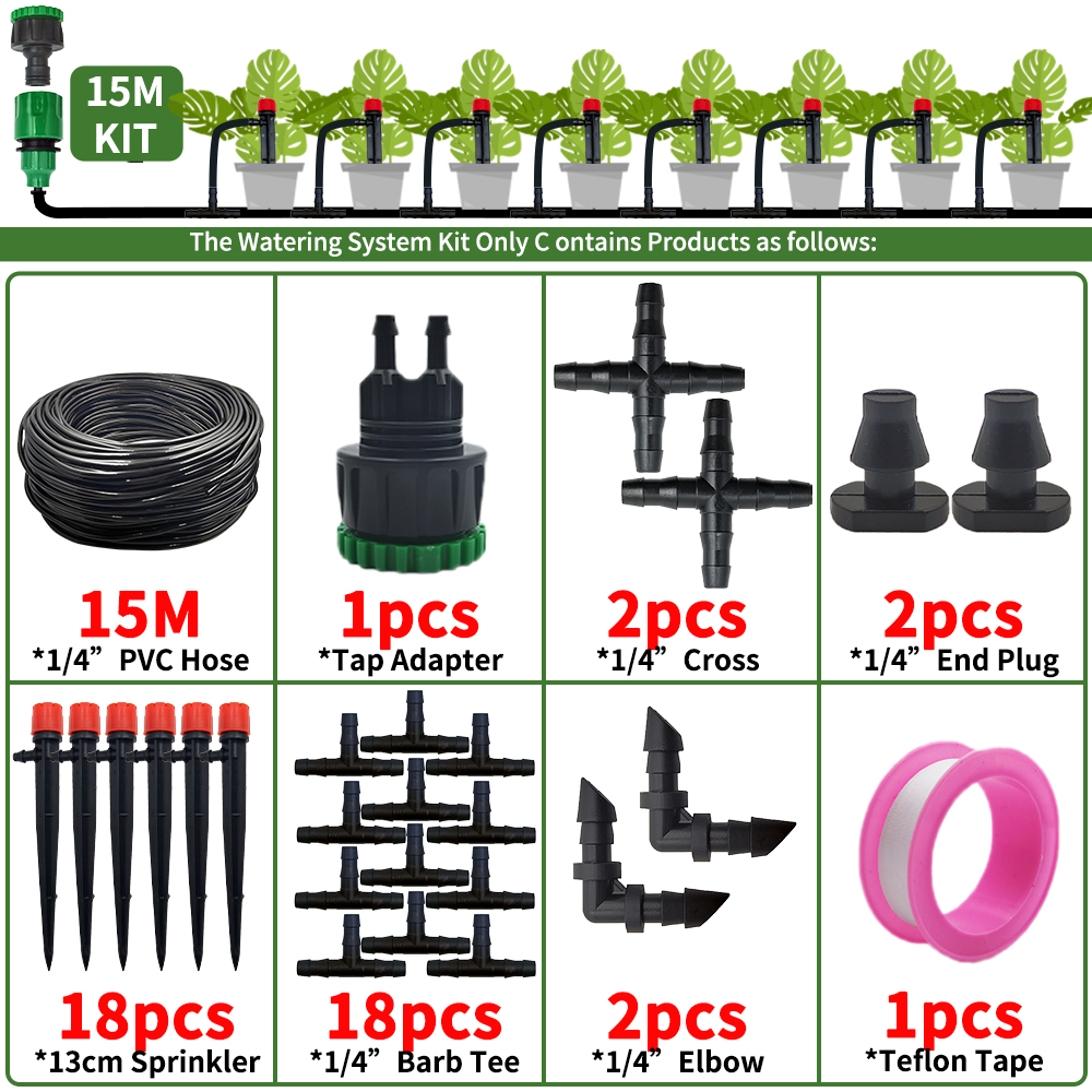 Garden Drip Irrigation Automatic Watering System Kit 1/4‘‘ 13CM ...