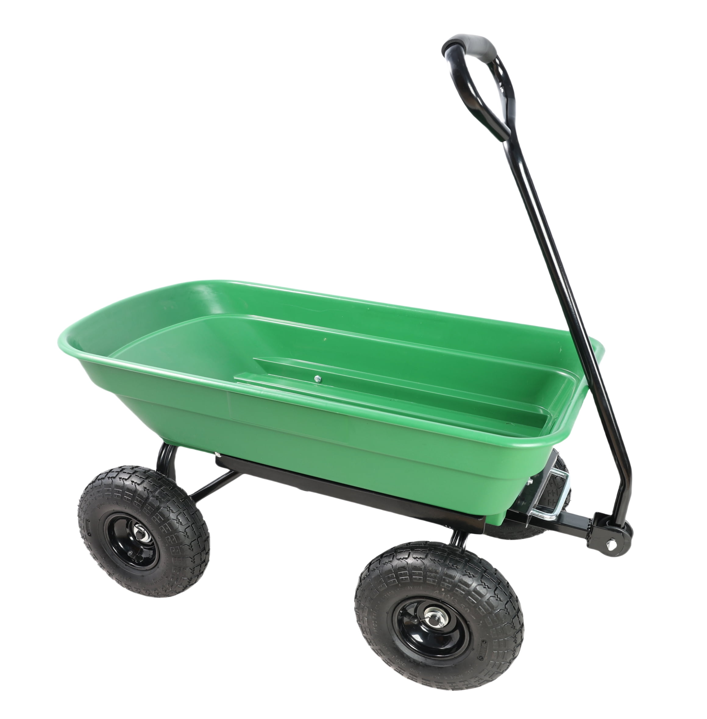 Garden Dump Cart - 10 Inch Pneumatic Tire Steel Frame Wagon, 55L Green ...