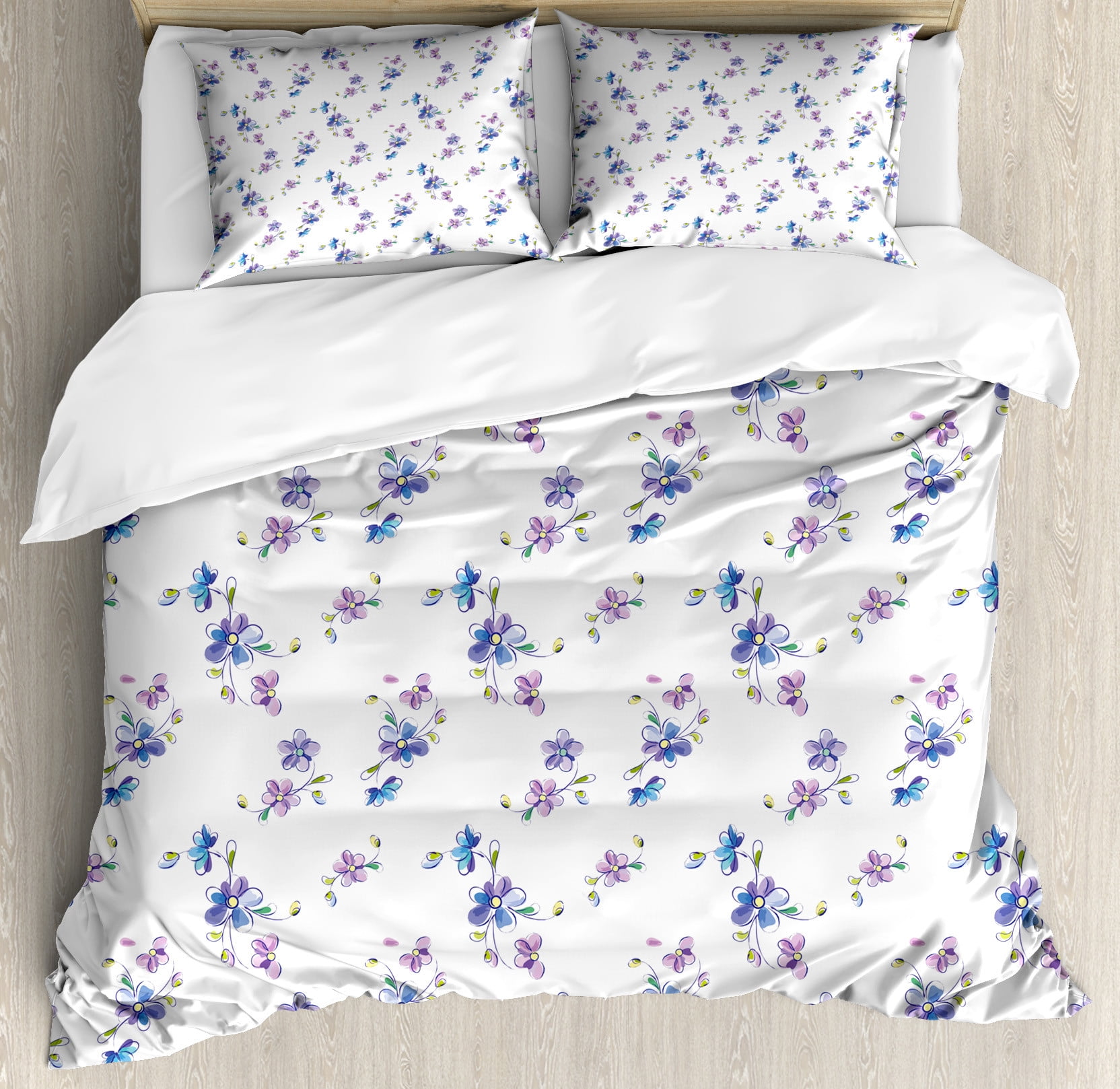 Garden Duvet Cover Set, Bridal Romantic Flowers Gentle Buds Bouquet ...