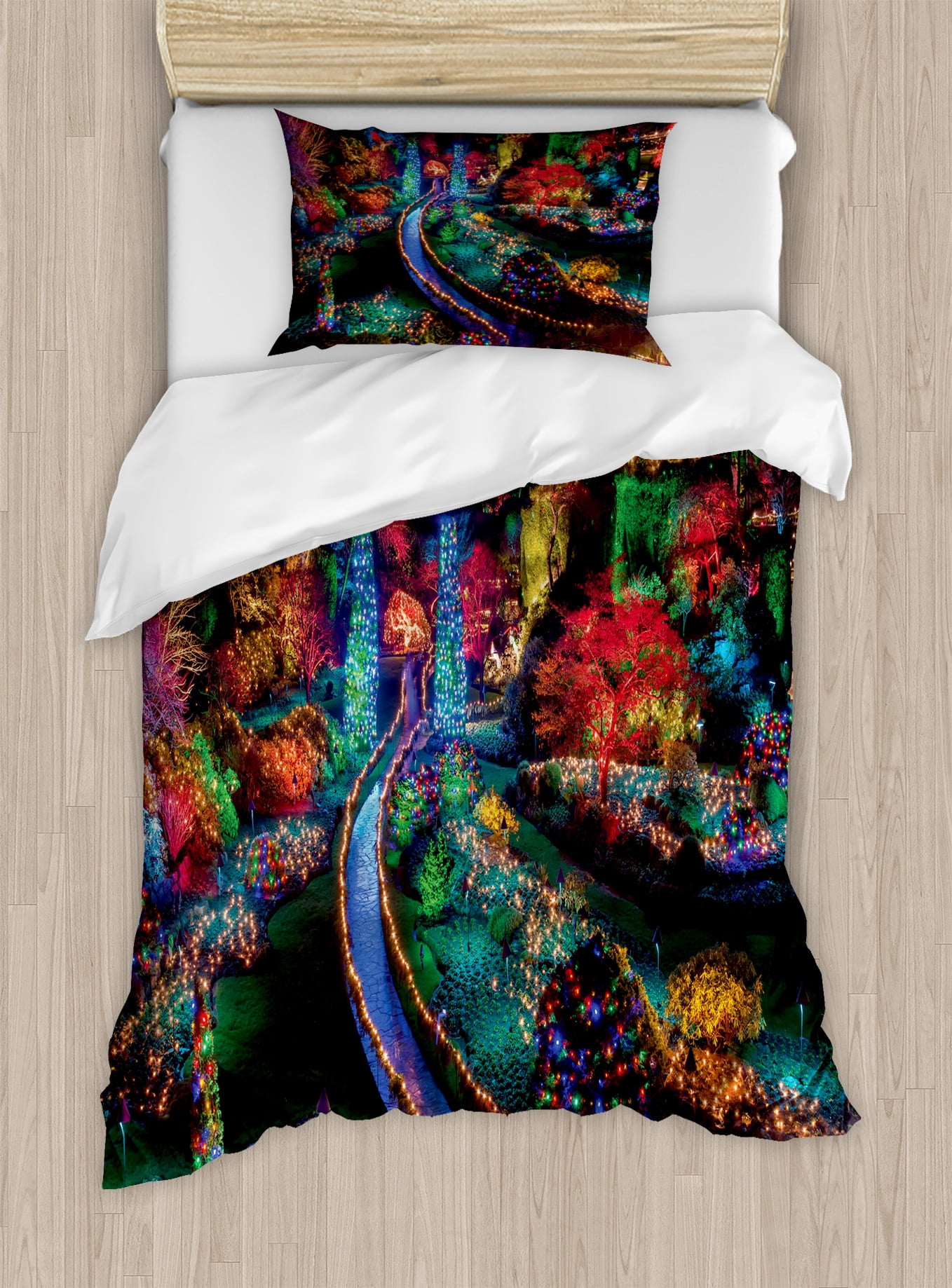 Garden Duvet Cover Set, Colorful Christmas View at Buchart Gardens ...