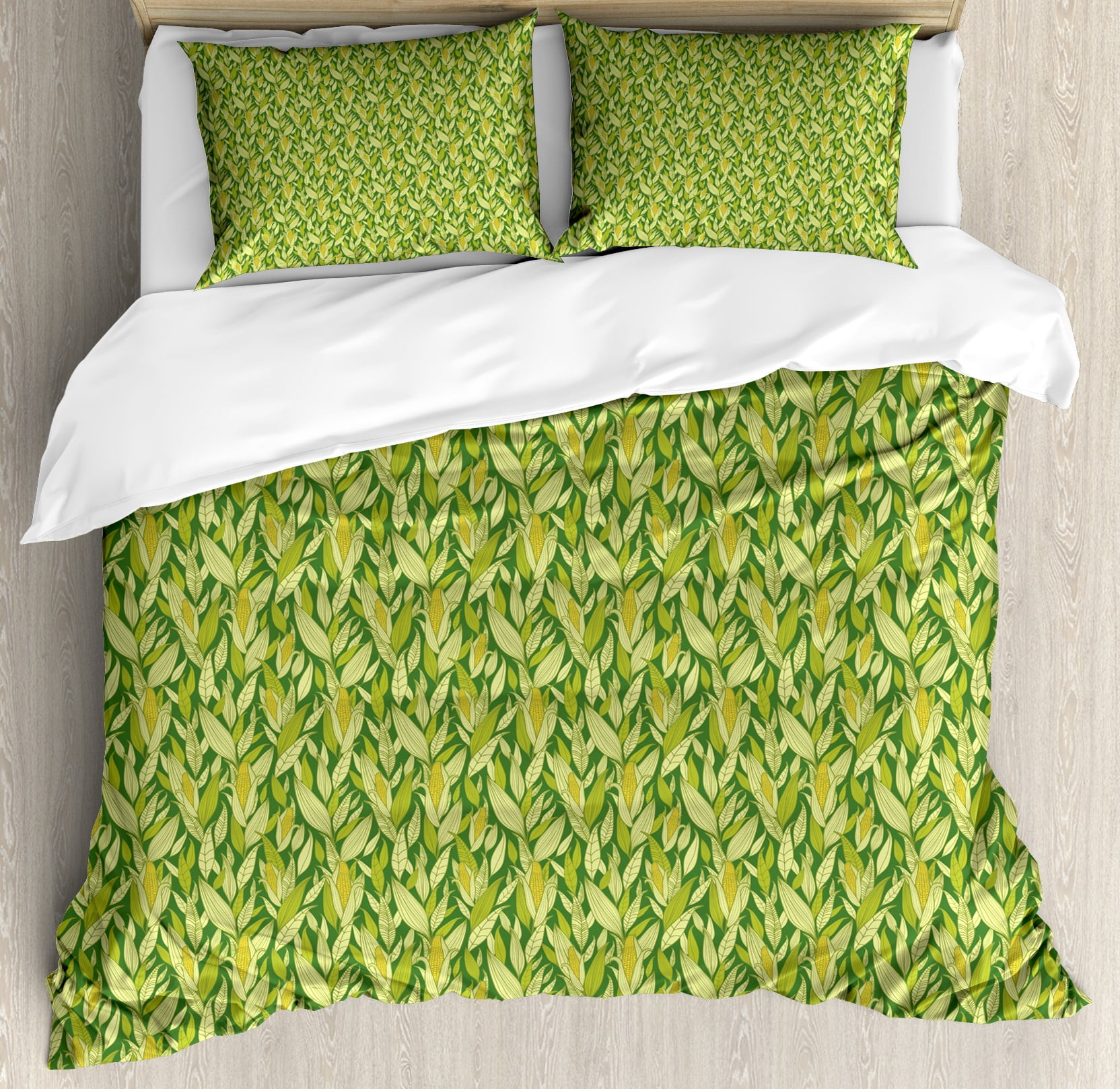 Garden Duvet Cover Set, Corn Plants Field with Leaves Agricultural Food ...