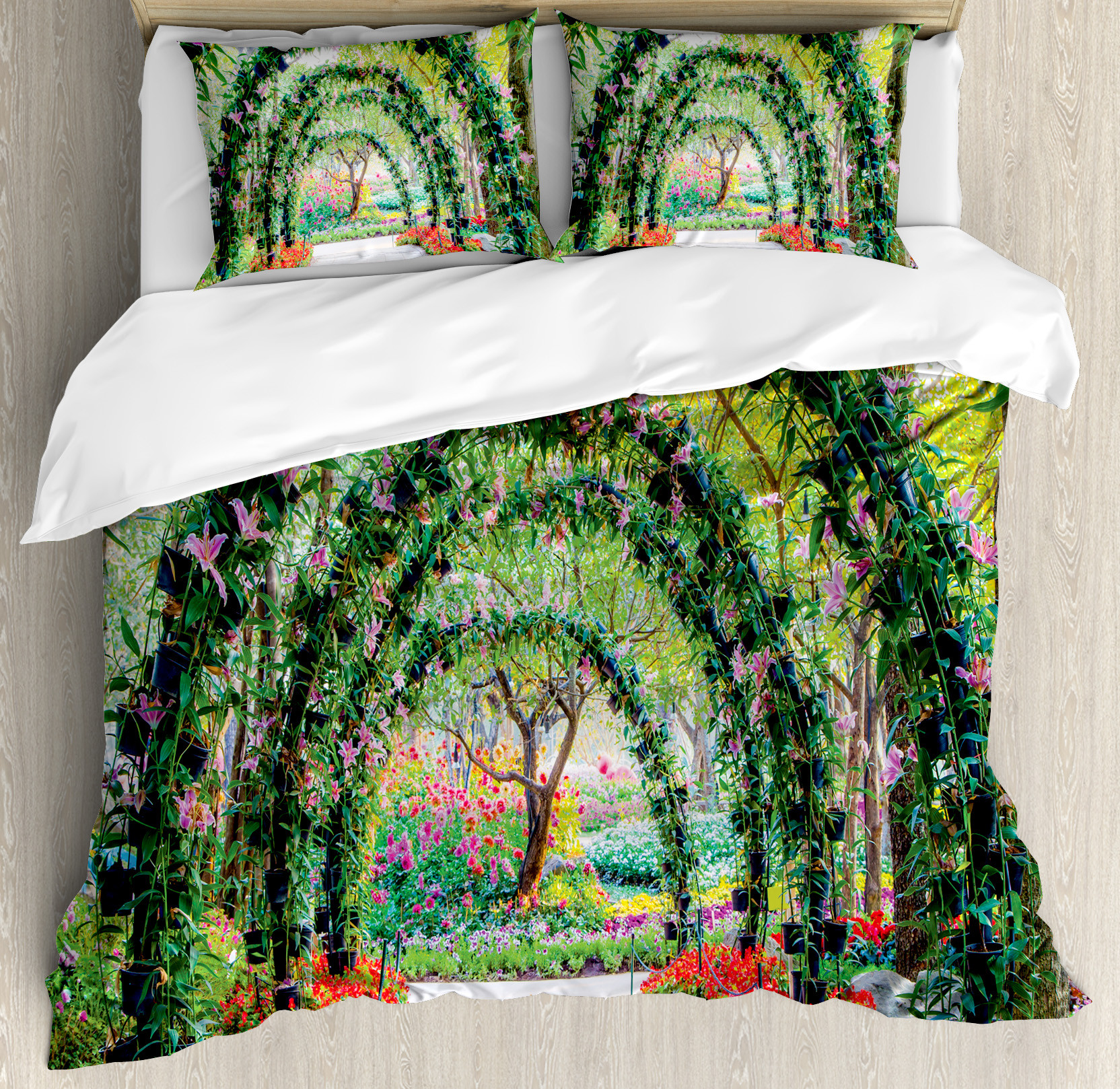 Garden Duvet Cover Set, Flower Arches Pathway in Ornamental Plants ...