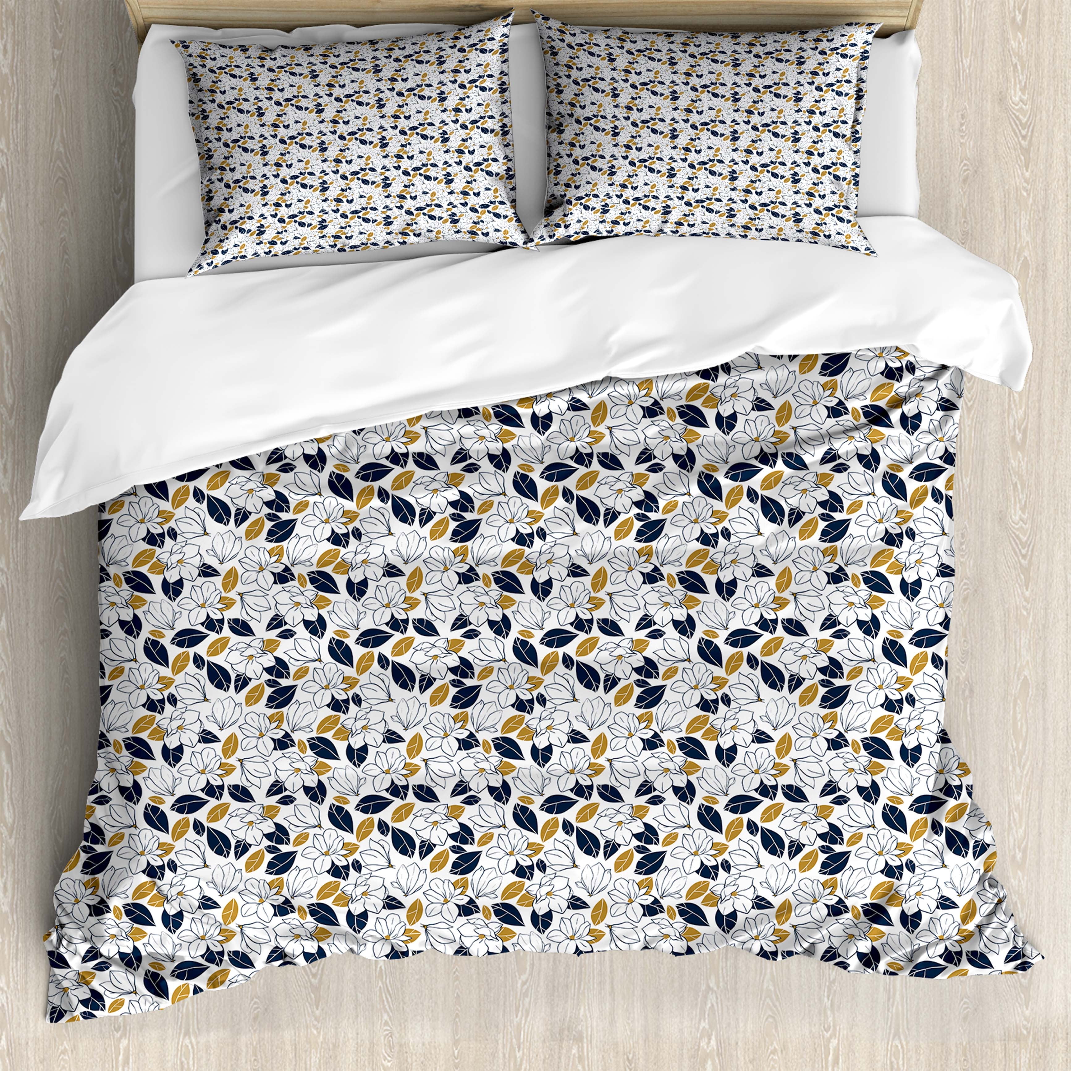 Garden Duvet Cover Set, Hand Drawn Repeating Floral Illustration of ...