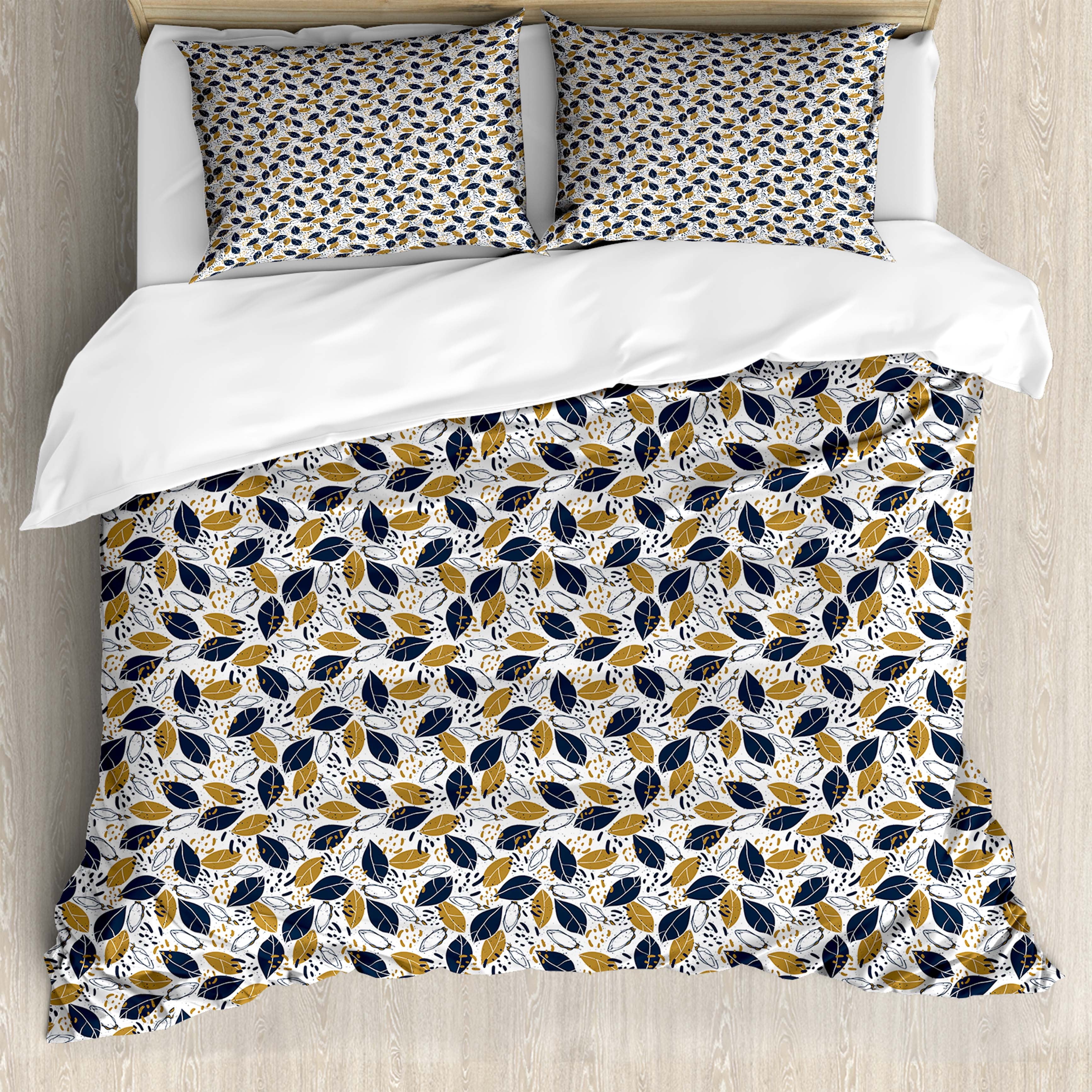 Garden Duvet Cover Set, Weathered Illustration of Autumnal Hand Drawn ...