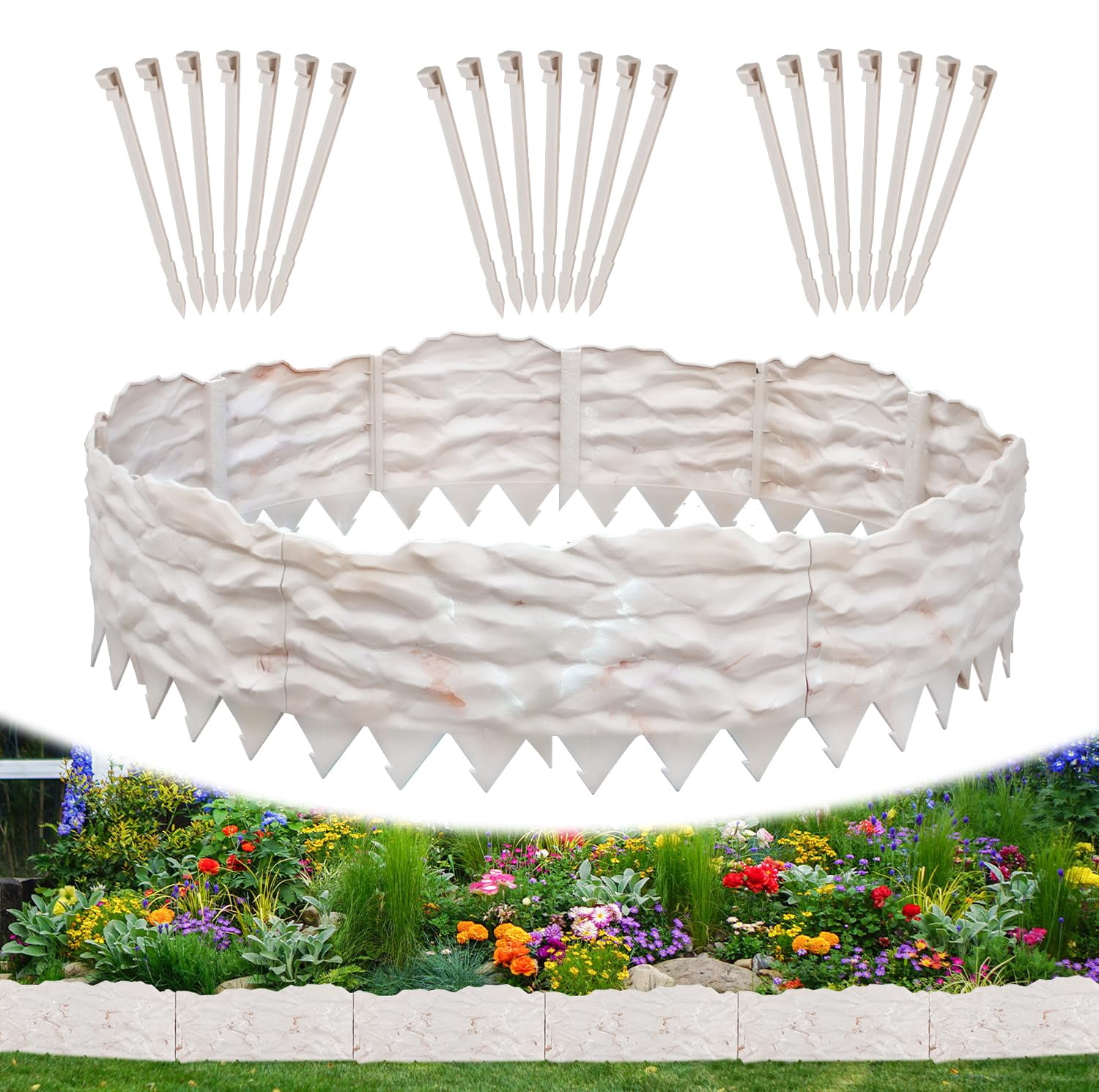 Garden Edging, 21FT Landscape RRF12 Edging Kits with 20 Pcs Stakes ...