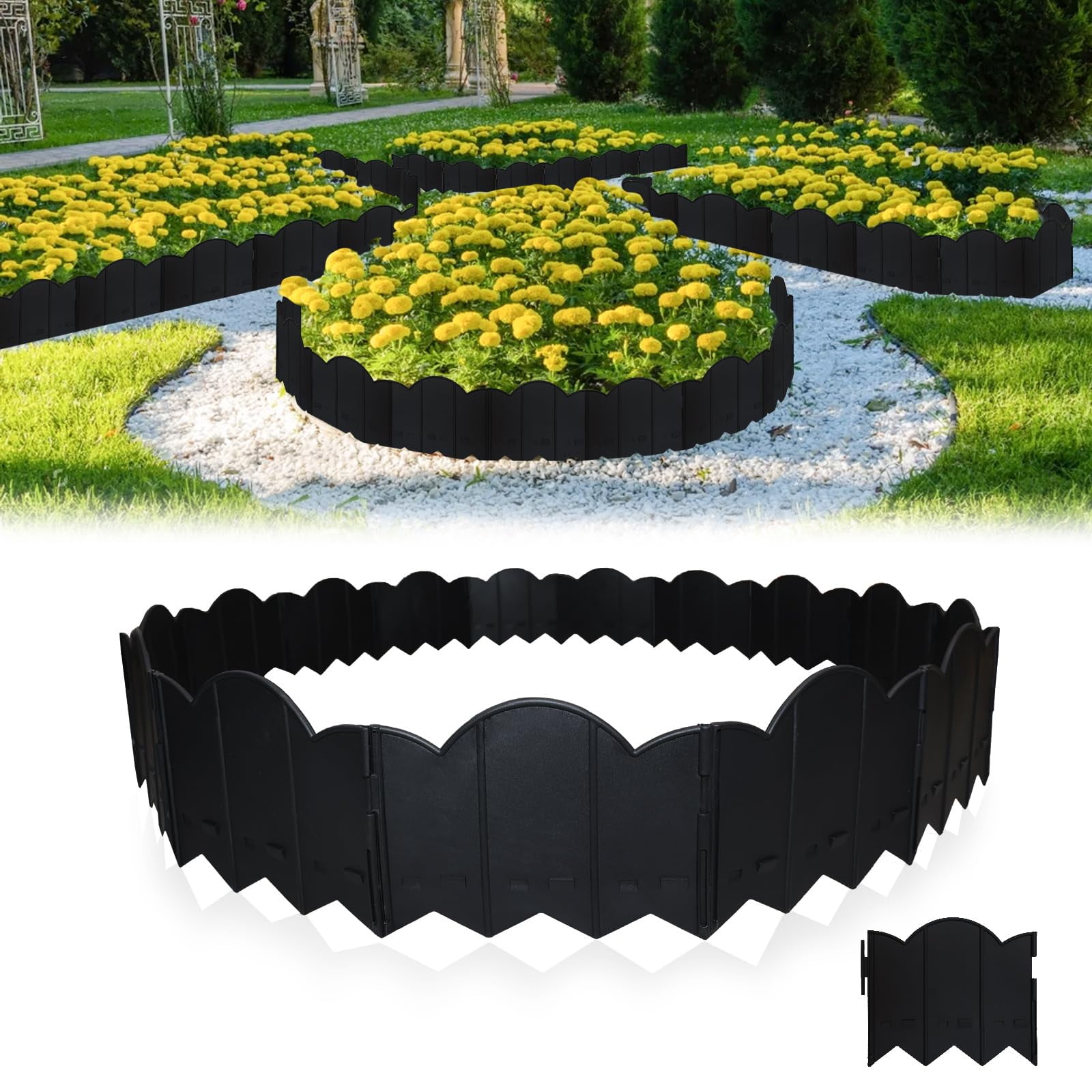 Garden Edging Border - 20.6FT Landscape Flower Bed Edging Plastic ...