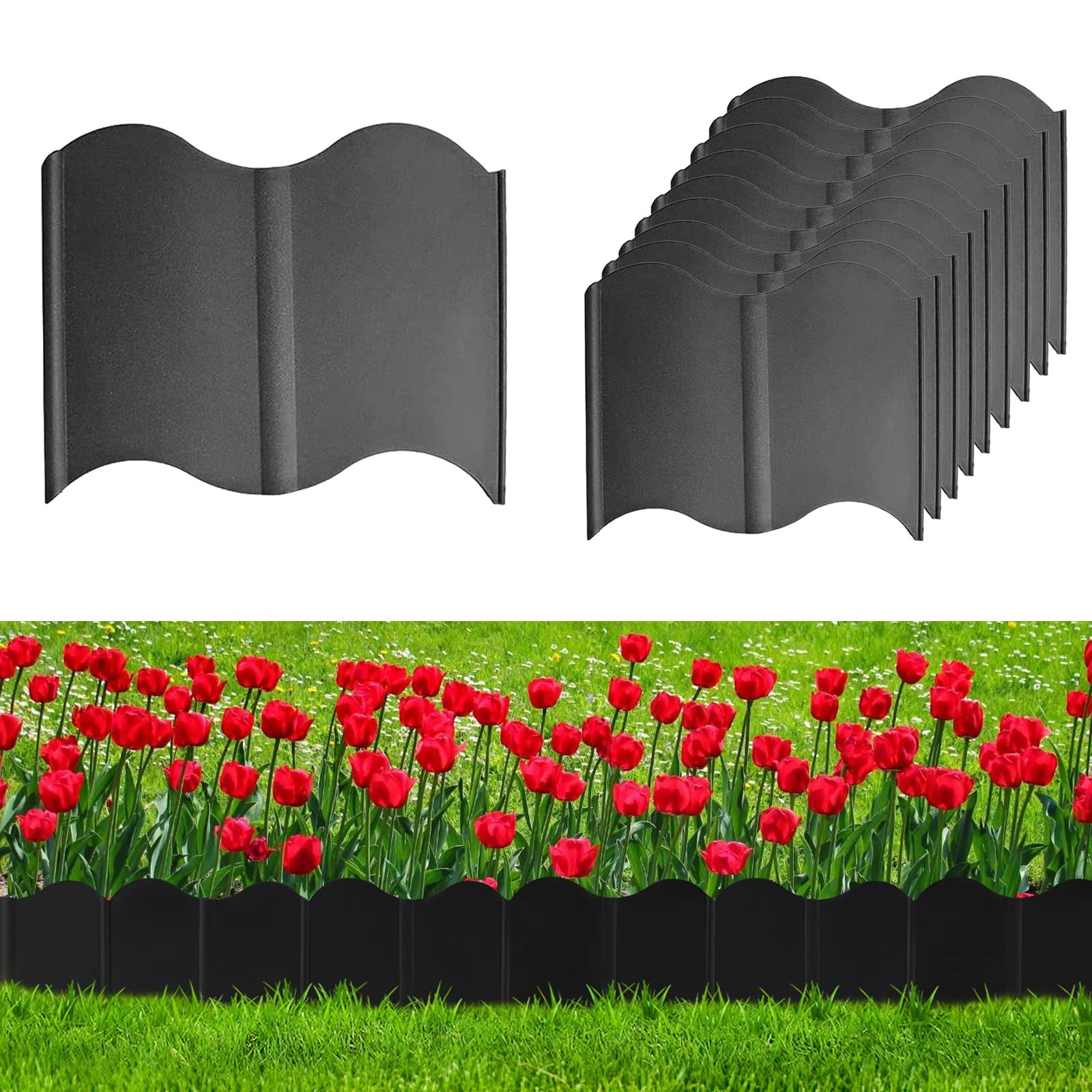 Garden Edging Border, 20PCS Interlocking Landscape Edging Fence, No ...