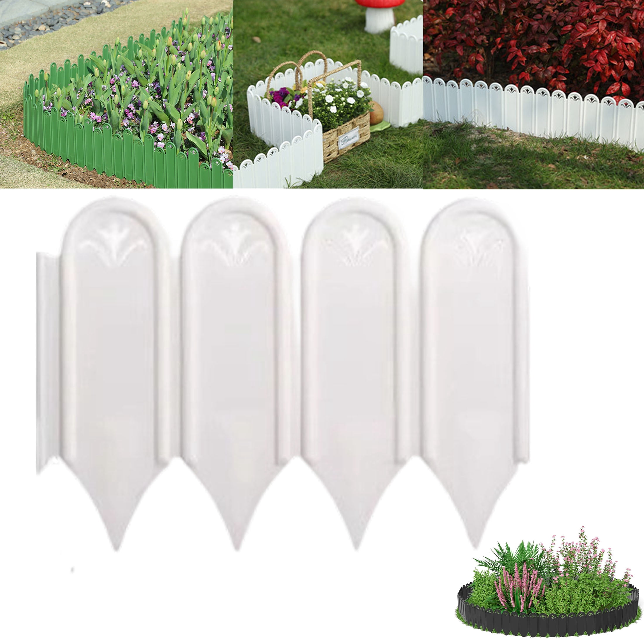 Garden Edging Border & Fences - Heavy-Duty Plastic Lawn Edging Kit w ...