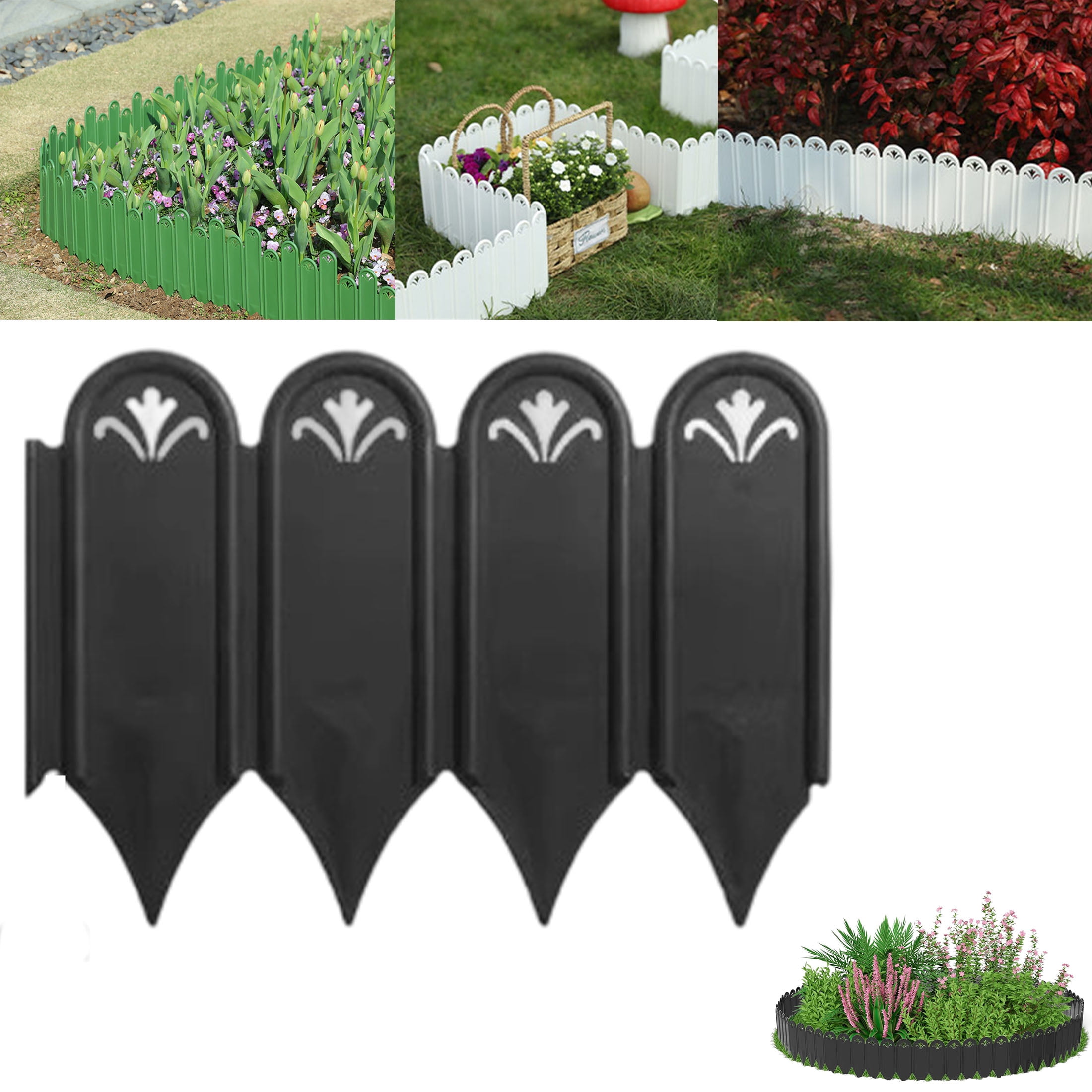 Garden Edging Border & Fences - Heavy-Duty Plastic Lawn Edging Kit w ...