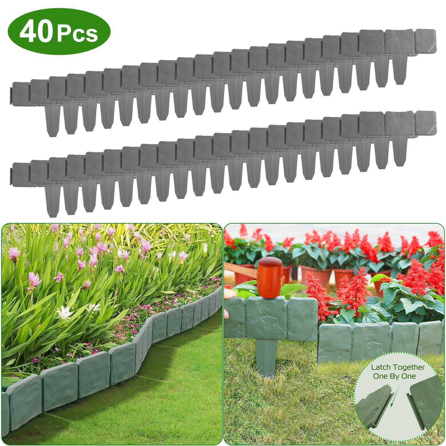 Garden Edging Border Totally 32 FT Plastic Landscape Edging No Dig for ...