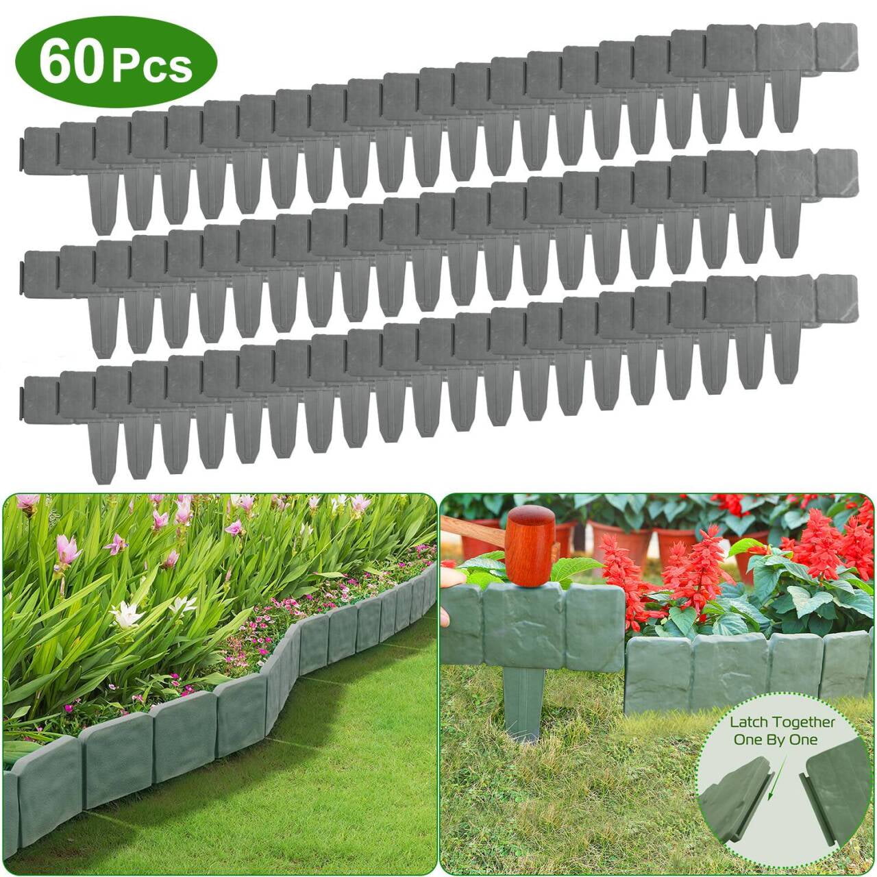 Garden Edging Border Totally 48 FT Plastic Landscape Edging No Dig for ...