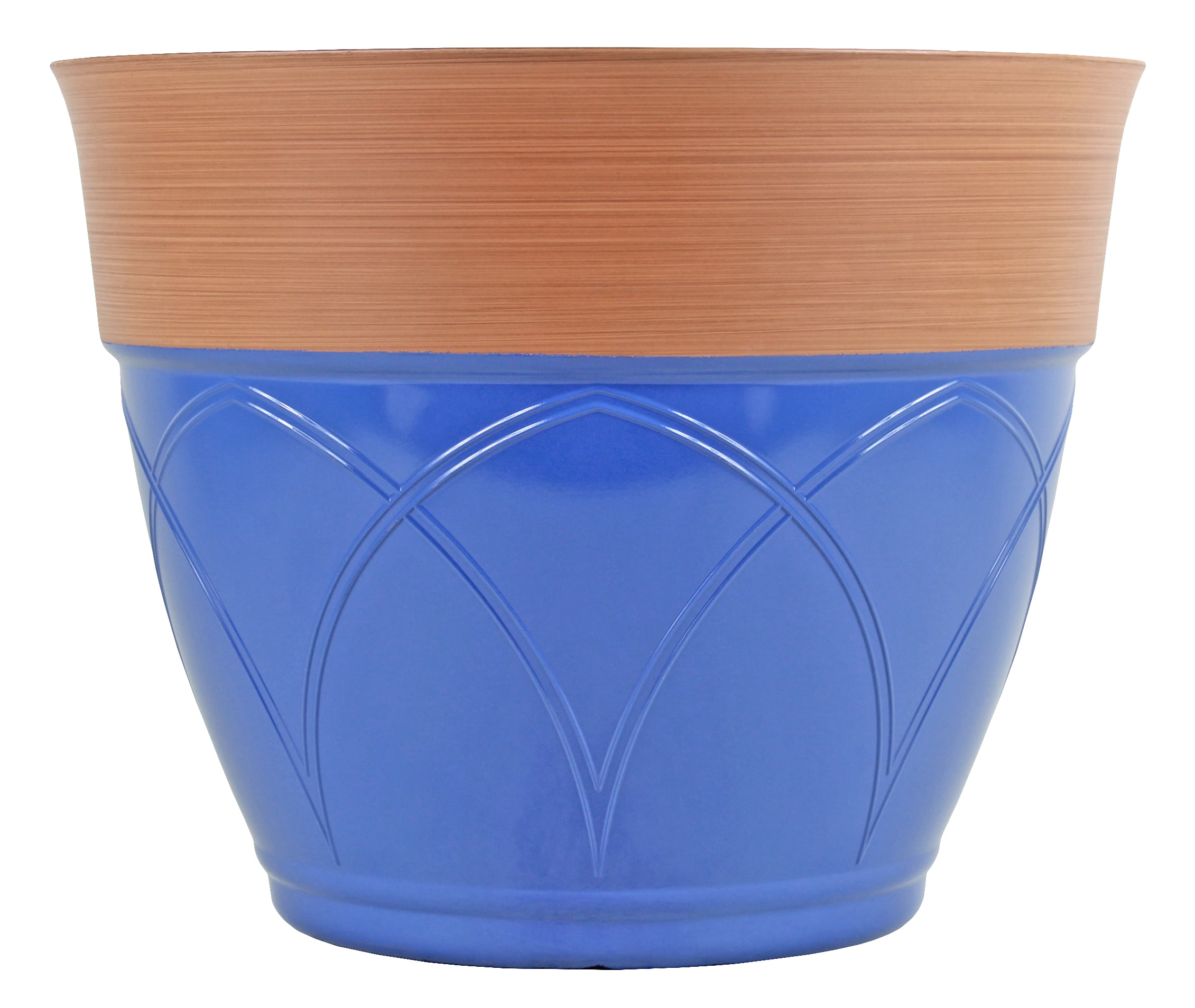Garden Elements 15" Indoor/Outdoor Large Blue Plastic Planter ...