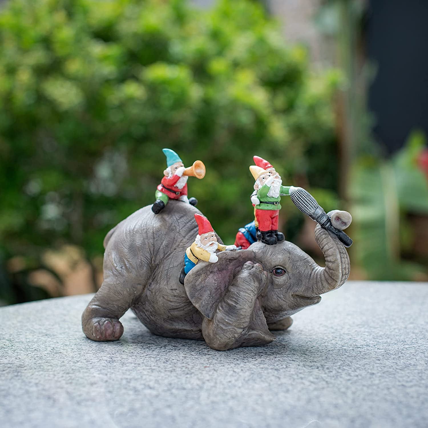 Garden Elephant Gnome Statue Outdoor Elephant Bothered by Singing ...
