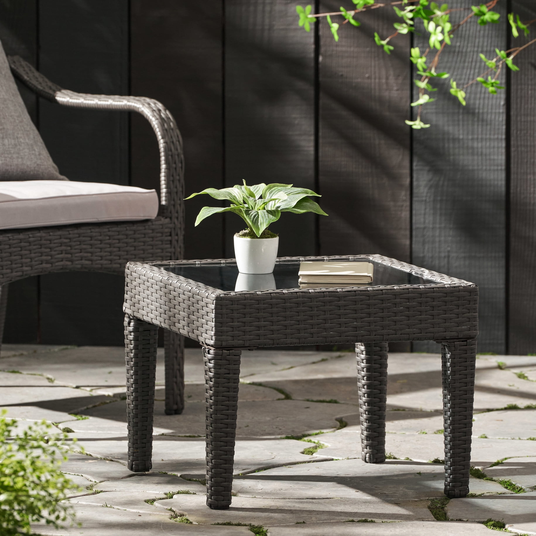 Garden End Table | Suitable for Potted Plants on Patio | Iron Frame and ...