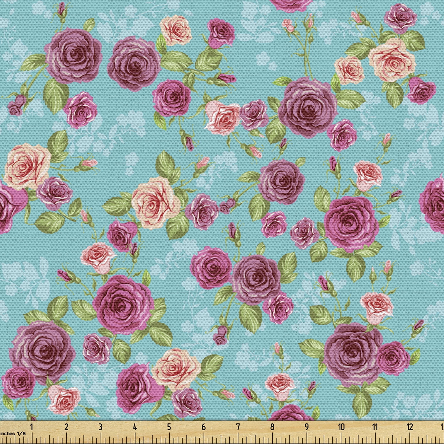 Ambesonne Garden Fabric by the Yard Upholstery, Rose Bouquet Pattern ...