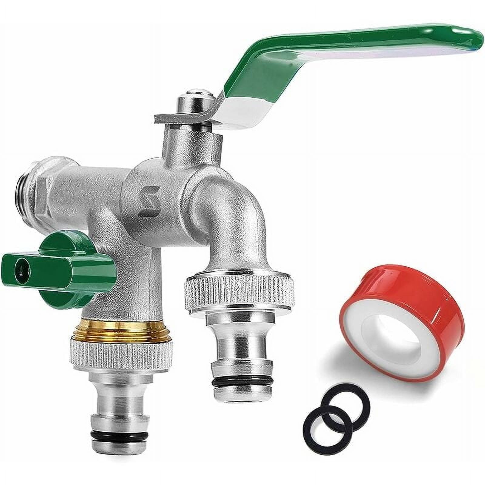 Garden Faucet, 1/2 Inch Dual Outlet Faucet, Brass, Rust Proof And ...