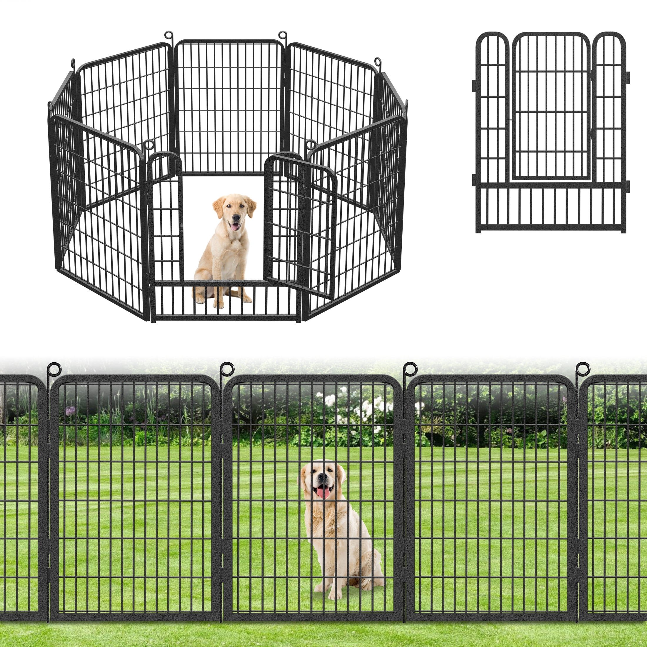 Garden Fence 18ft(L)×40in(H) No Dig Fence Panels with Gate Fencing for Yard Animal Barrier ...
