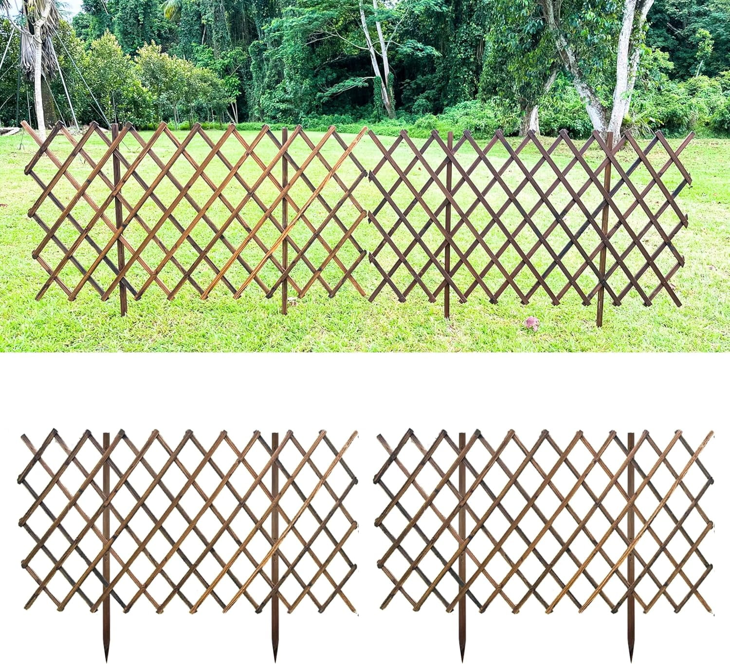 Garden Fence (2 Pack, Total 12ft (L)) Wooden Lattice Panels for Outside ...