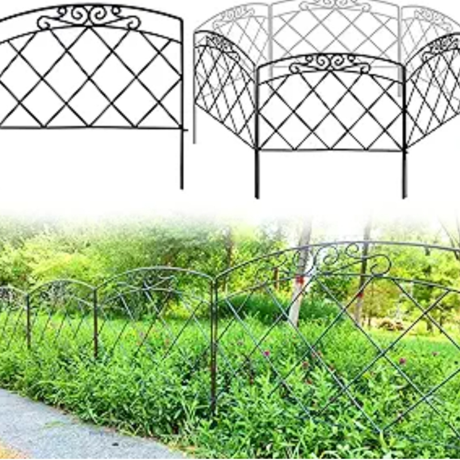 Garden Fence 24 in (H) x 10 ft (L) Rustproof Metal Fence Border,Fence ...