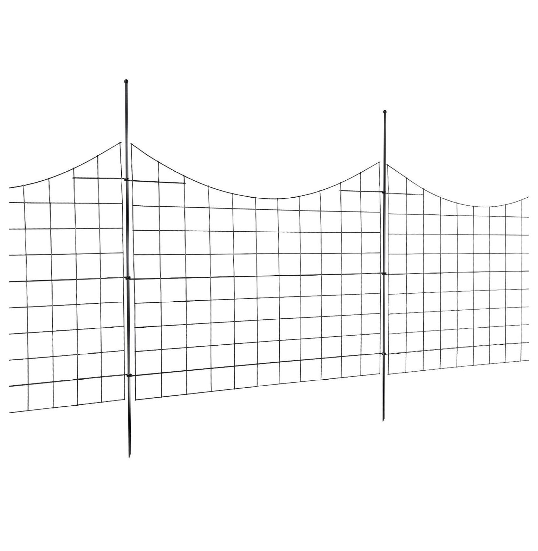Garden Fence 36.6in H x 29.5in L, Metal Animal Barrier, 2.5" Spike ...