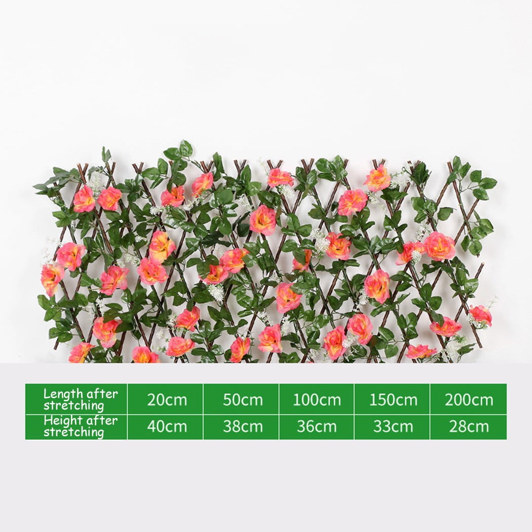 Garden Fence Expanding Trellis Artificial Flower Garden Wall Leaf Wood ...