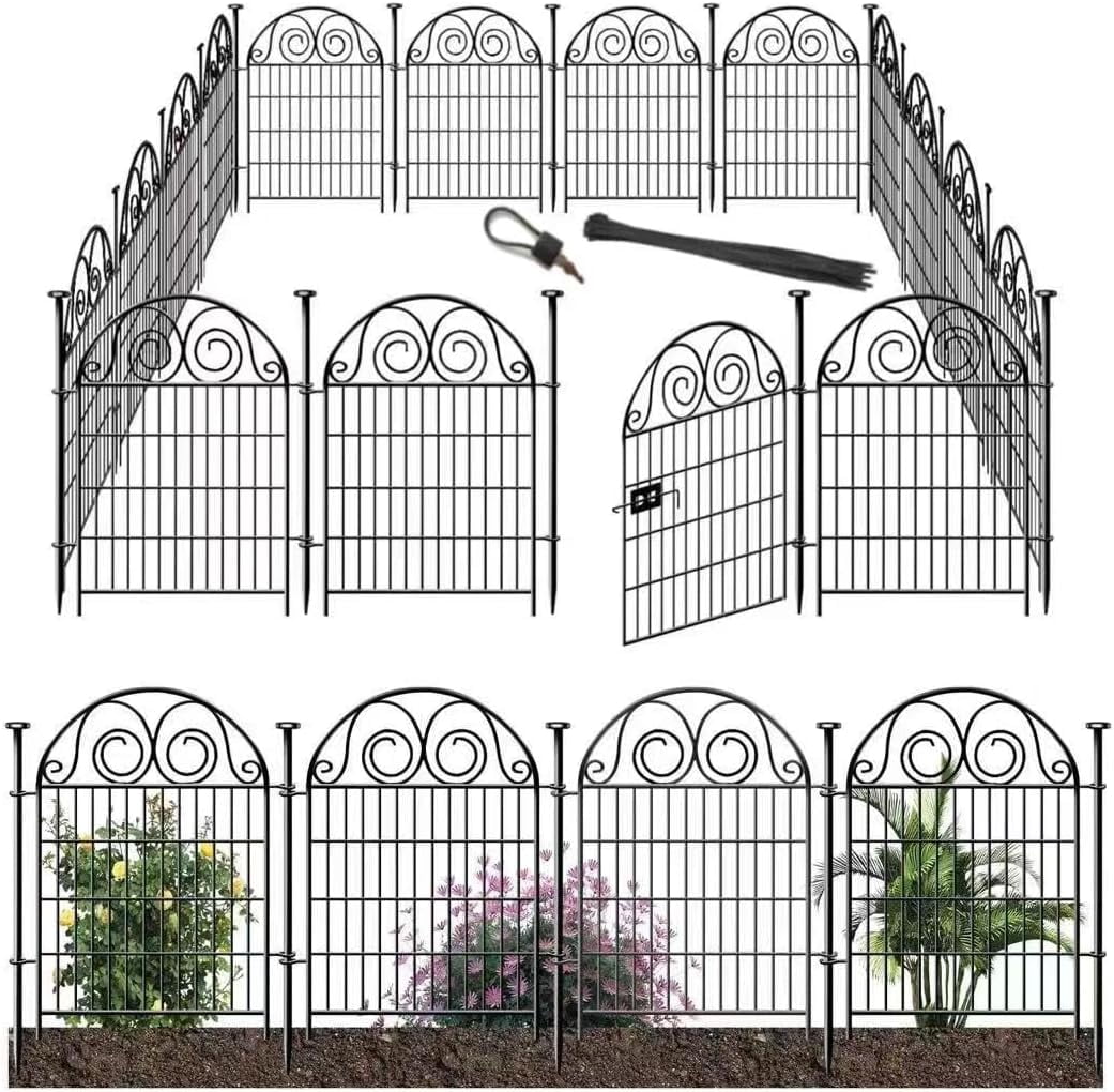 Garden Fence with Gate, 40 Inch(H) 4 Panels Total Length 8.8 Ft Dog ...