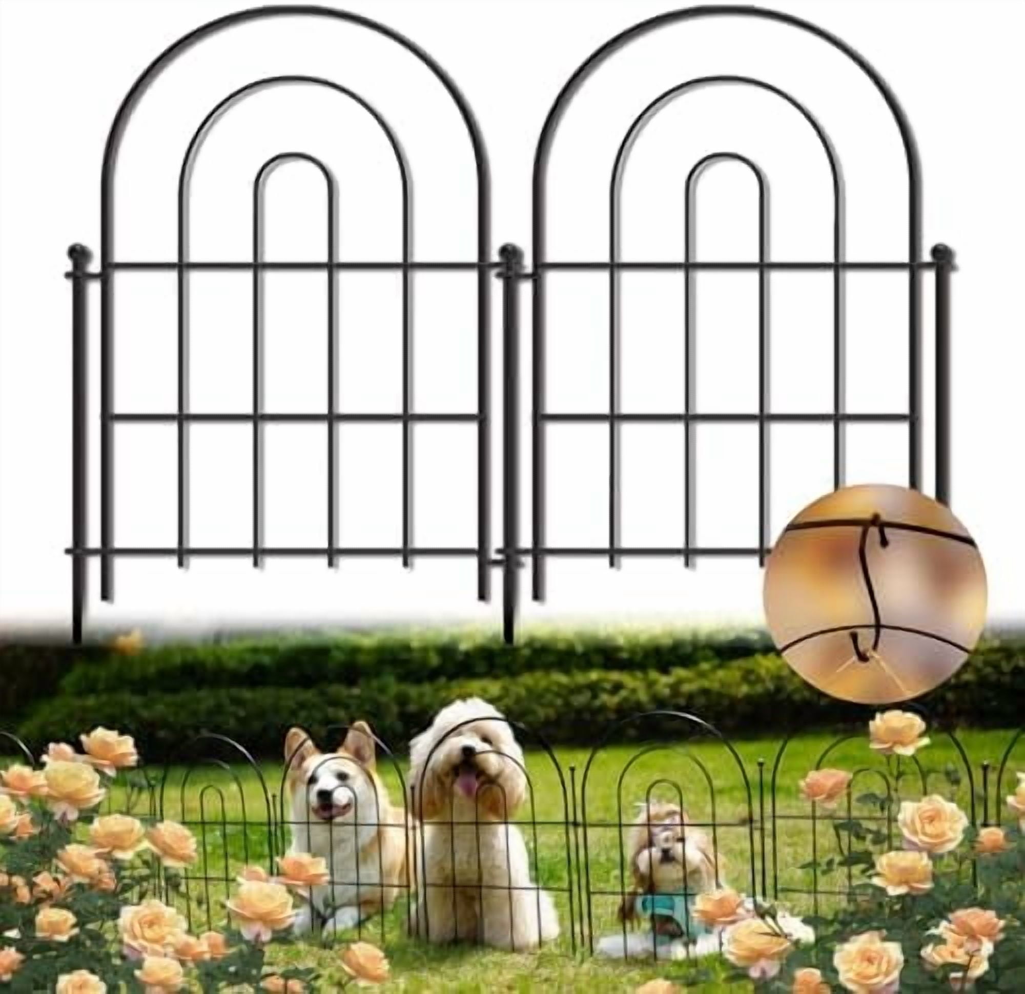 Garden Fence Panels, 17 in (High) x 12.6 ft (Long) Flower Bed Fencing ...