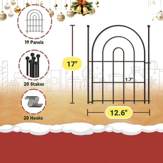 Garden Fence Panels, 17 in (High) x 20 ft (Long) Flower Bed Fencing for ...