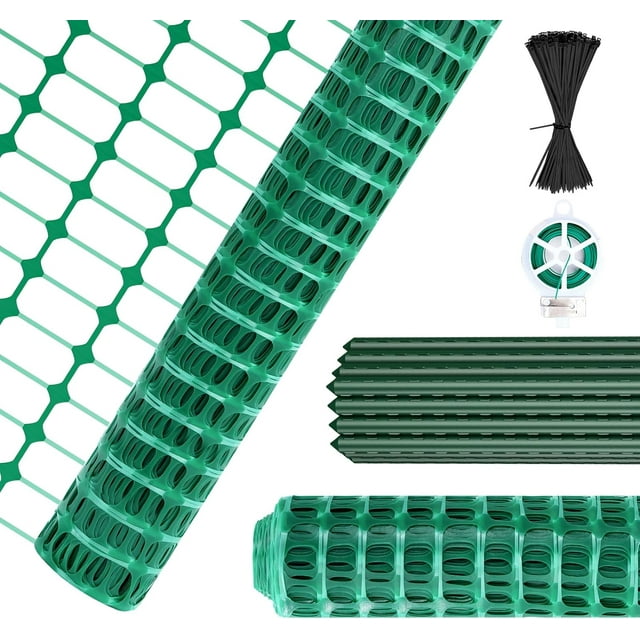 Garden Fence,Snow Fence Temporary Fence Plastic Fence with Posts,40 ...