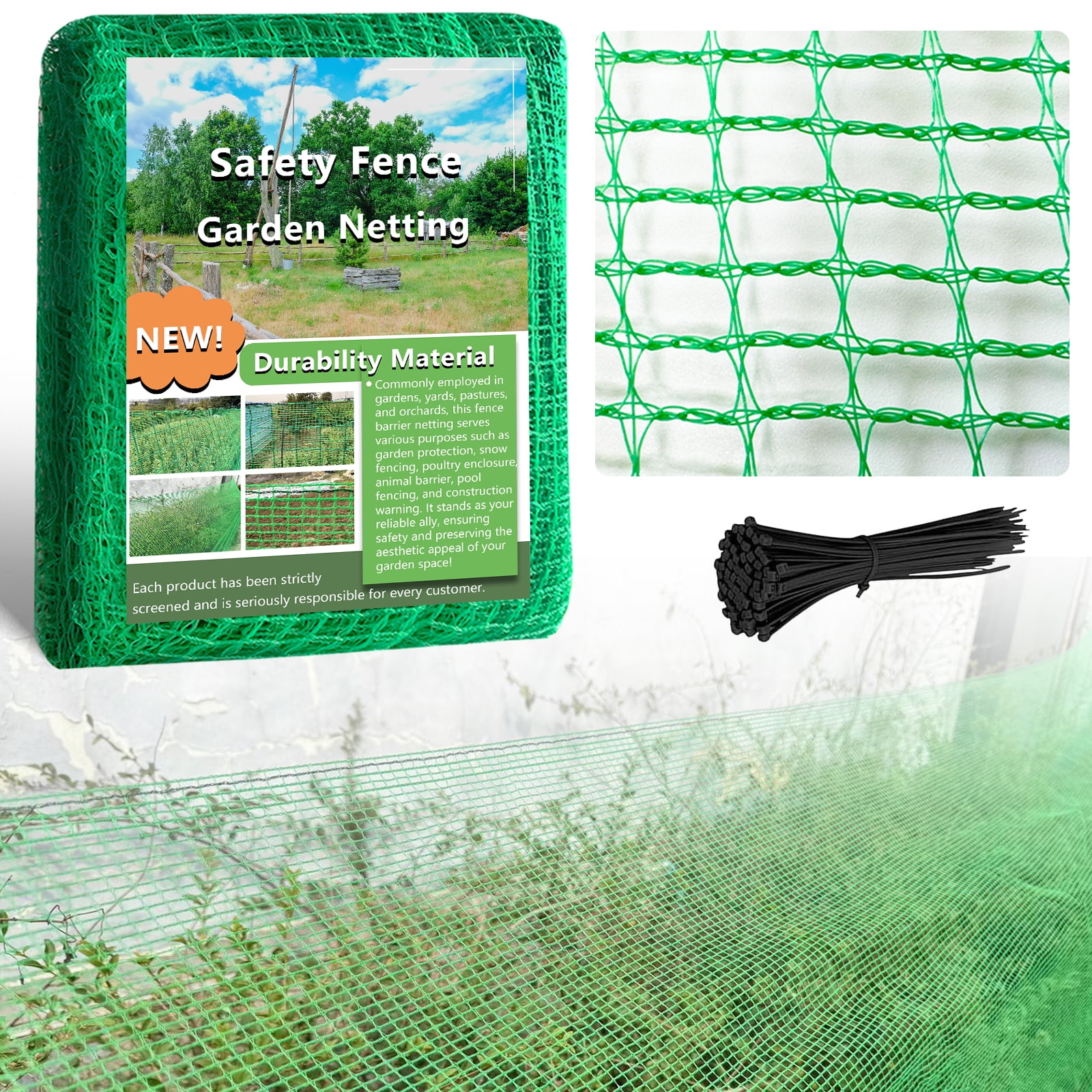 Free Shipping! Quobiad Garden Fence 4'x100' with 50 Zip Ties Durable ...