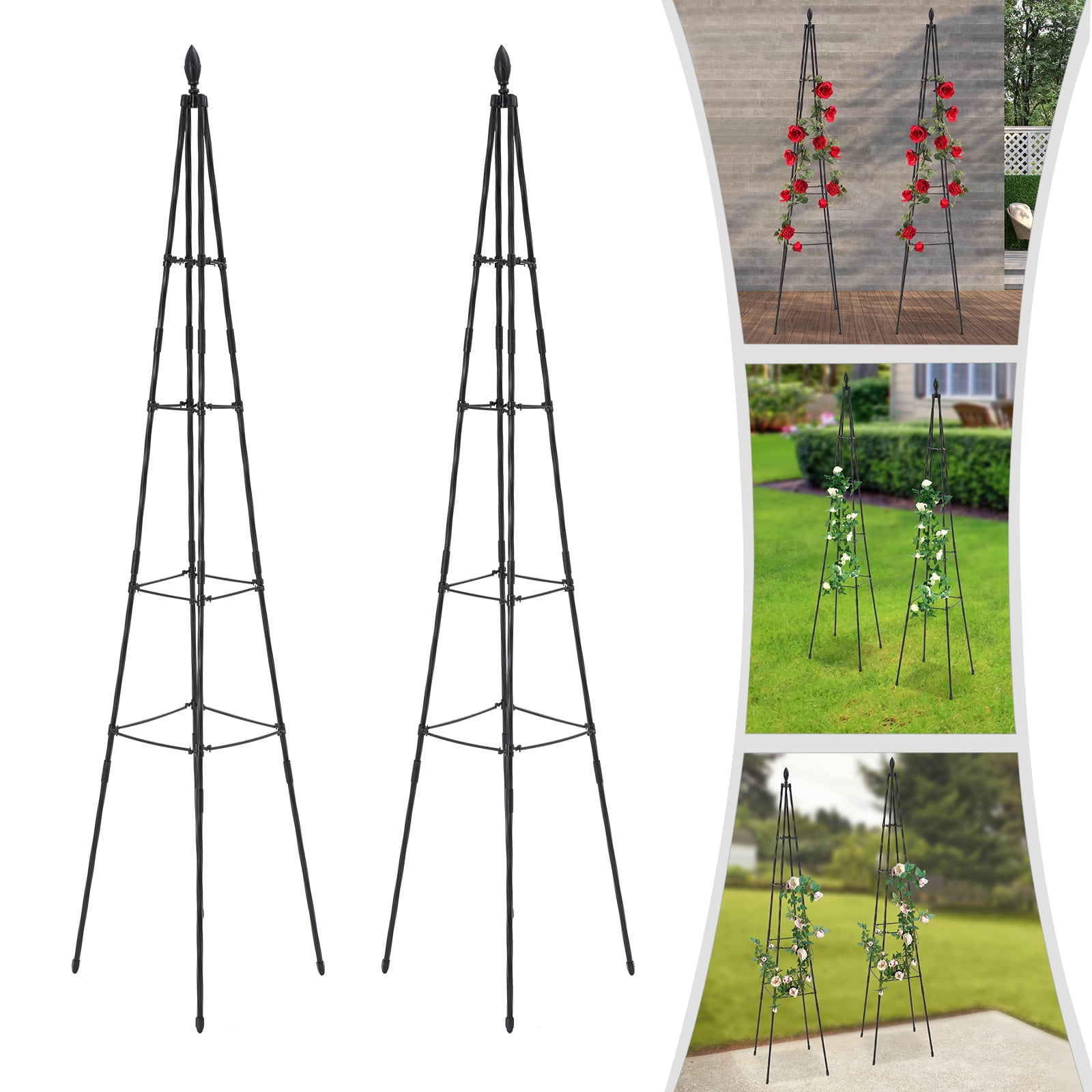 Garden Fence Trellis with 4-Tier Support for Climbing Plants, Sturdy ...