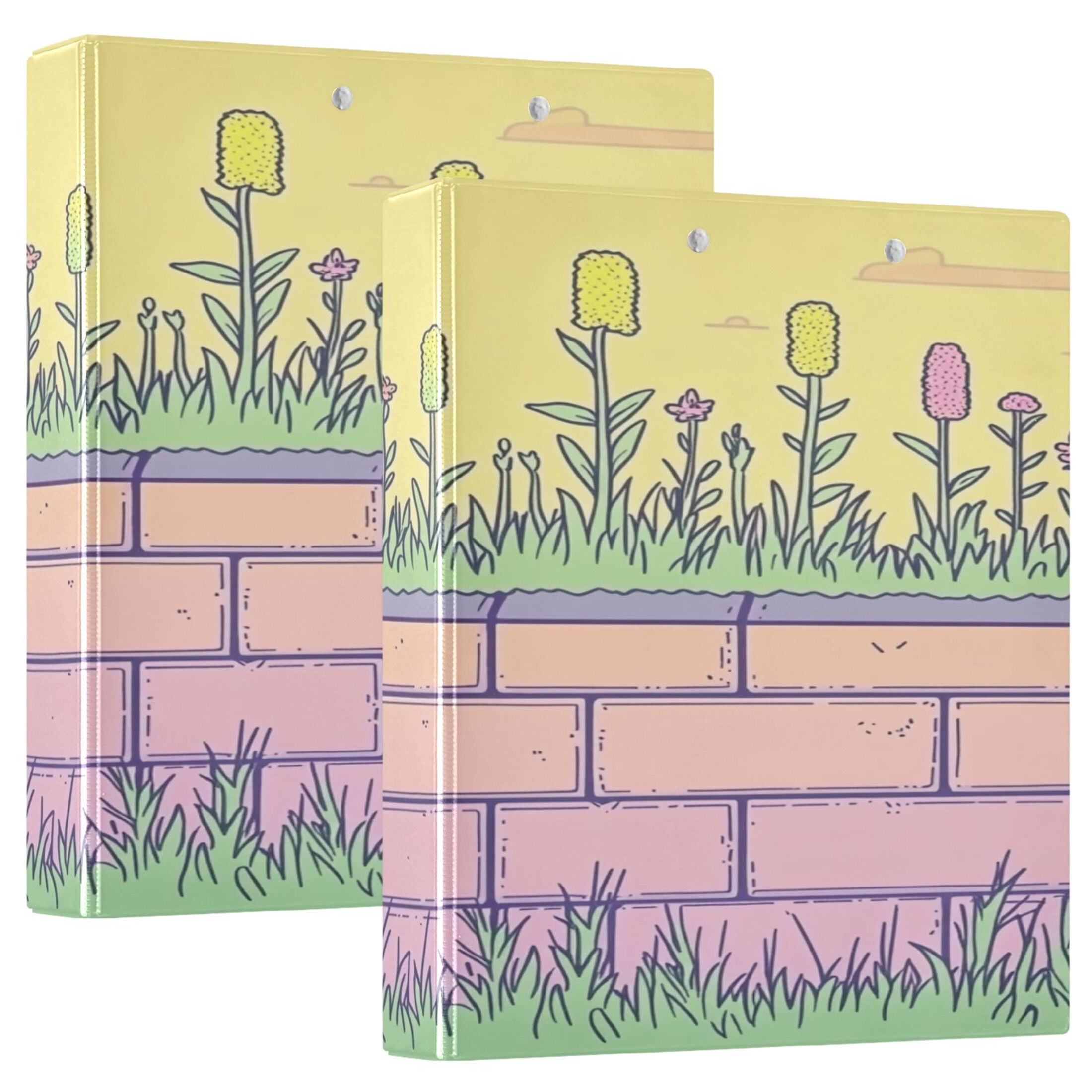 Garden Fence and Flowers 12.4x10.6in PVC Round Ring Binder, D-Ring 3 ...